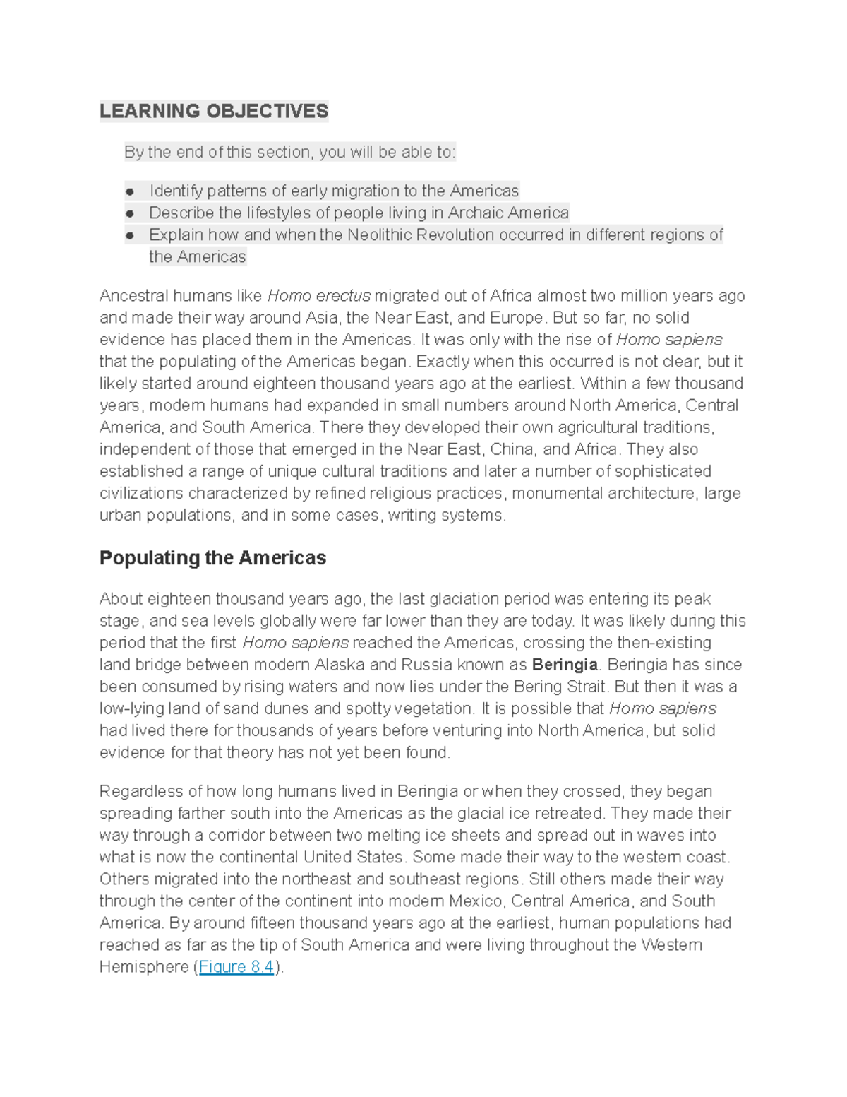 Populating and settling the americas - LEARNING OBJECTIVES By the end ...