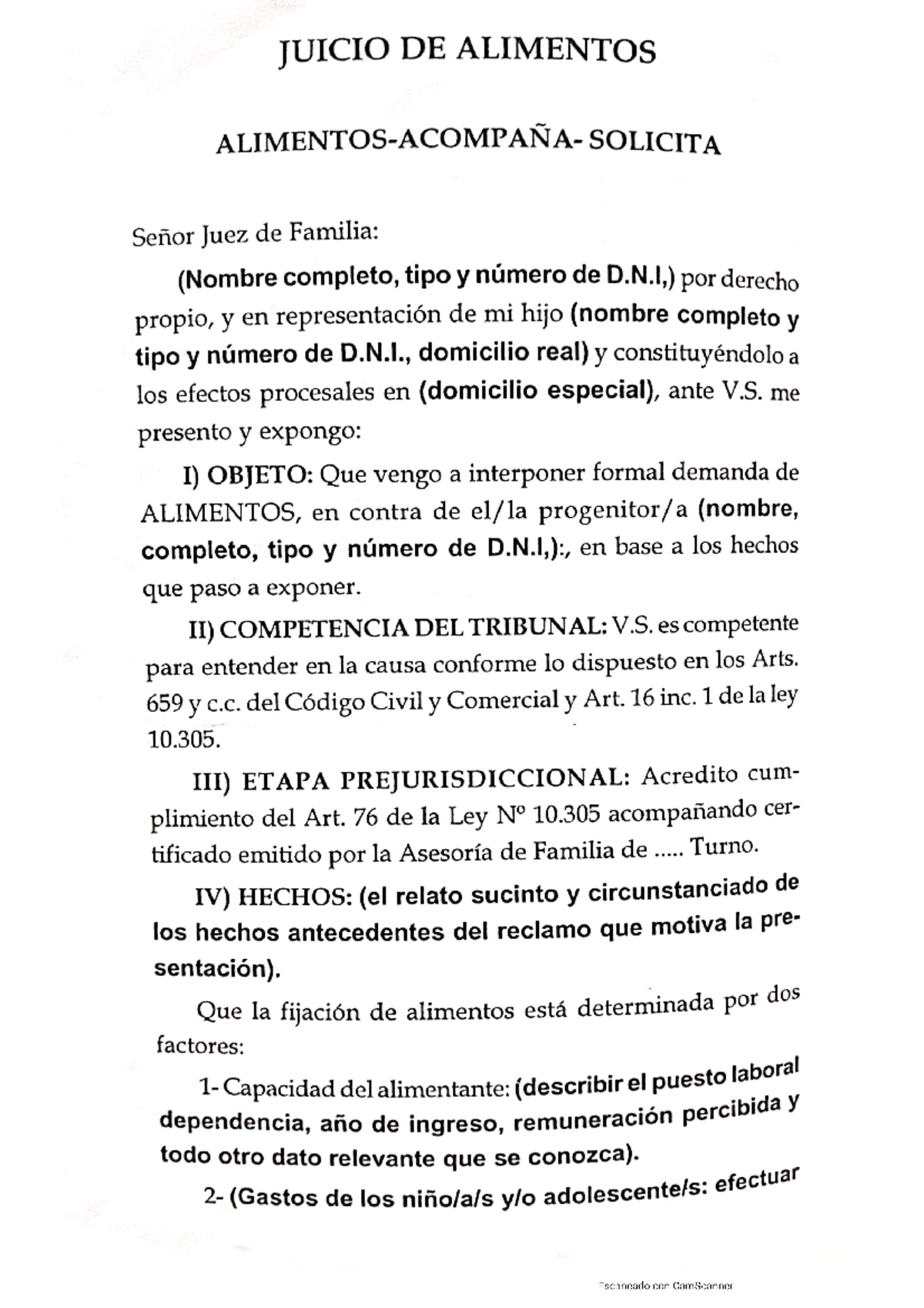 Modelo DE Demanda DE Alimentos - derecho internacional publico - Studocu