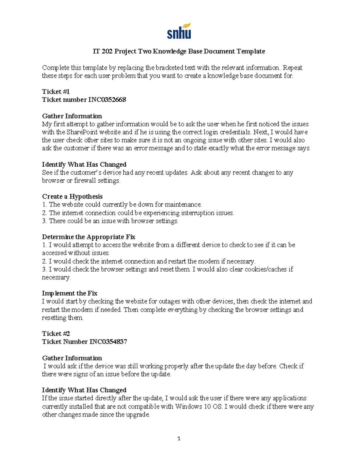 Project 2 Milestone - IT 202 Project Two Knowledge Base Document ...