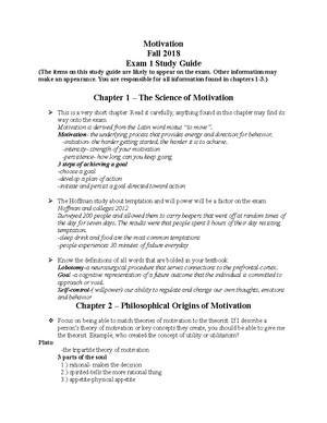 Chapter 5 Notes - Motivation Science - PSY 3353 - Mississippi State ...