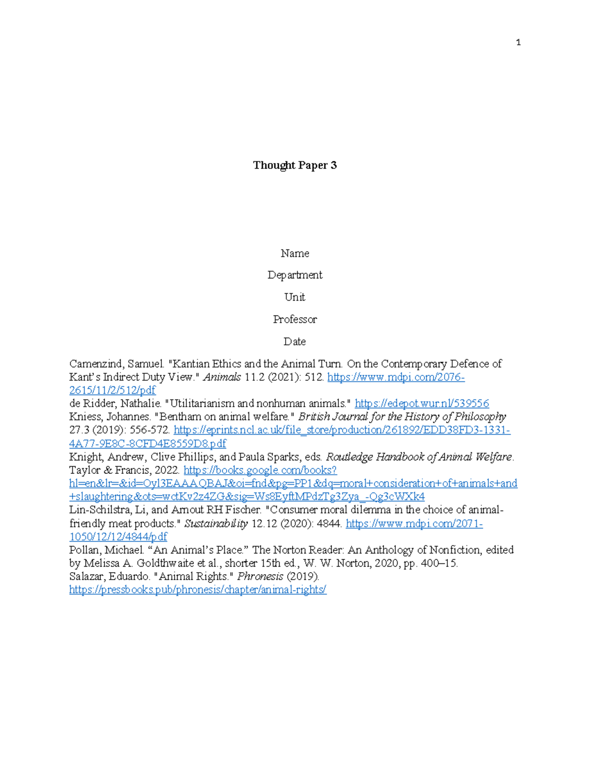 $thought paper - Thought Paper 3 Name Department Unit Professor Date ...