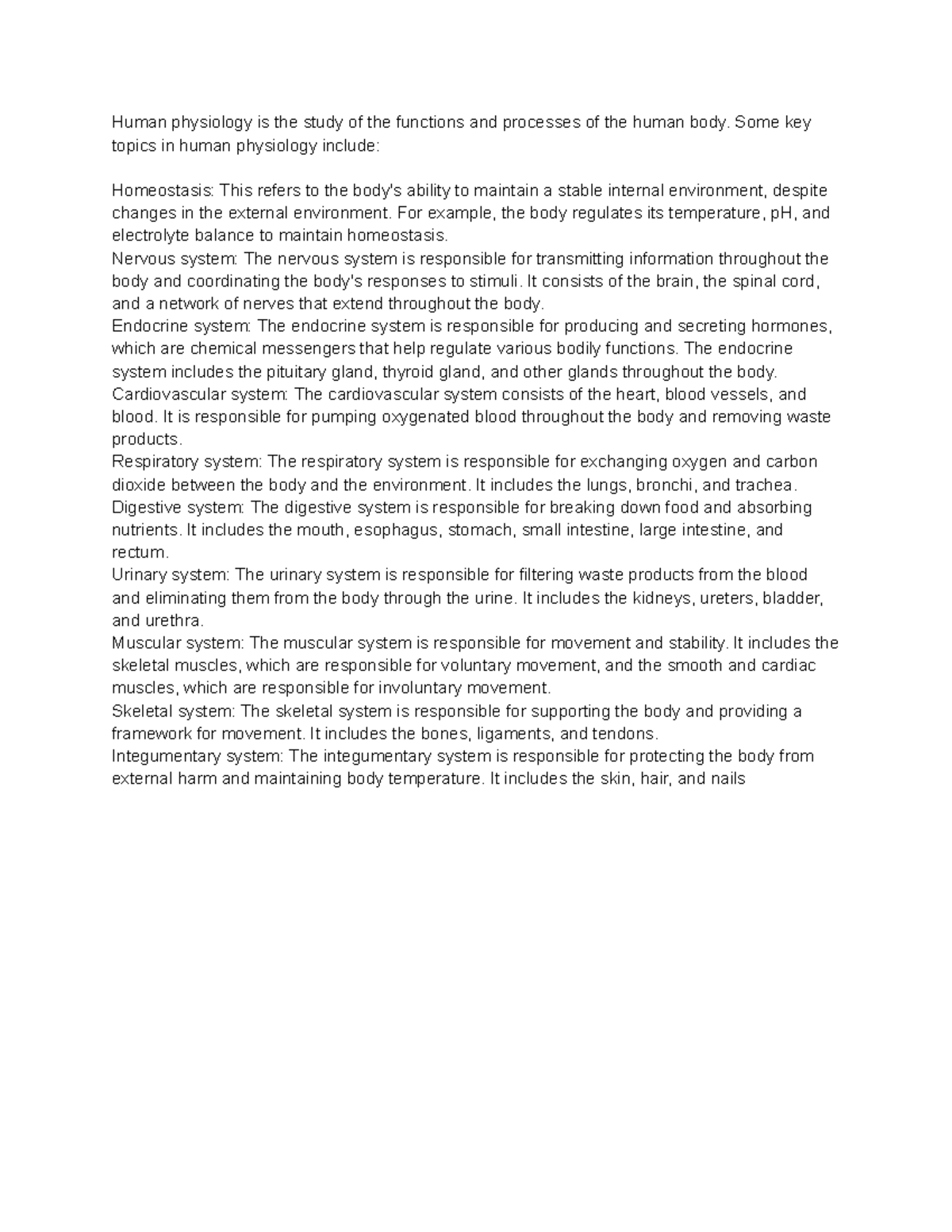 Human physiology - notes on this topic - Human physiology is the study ...