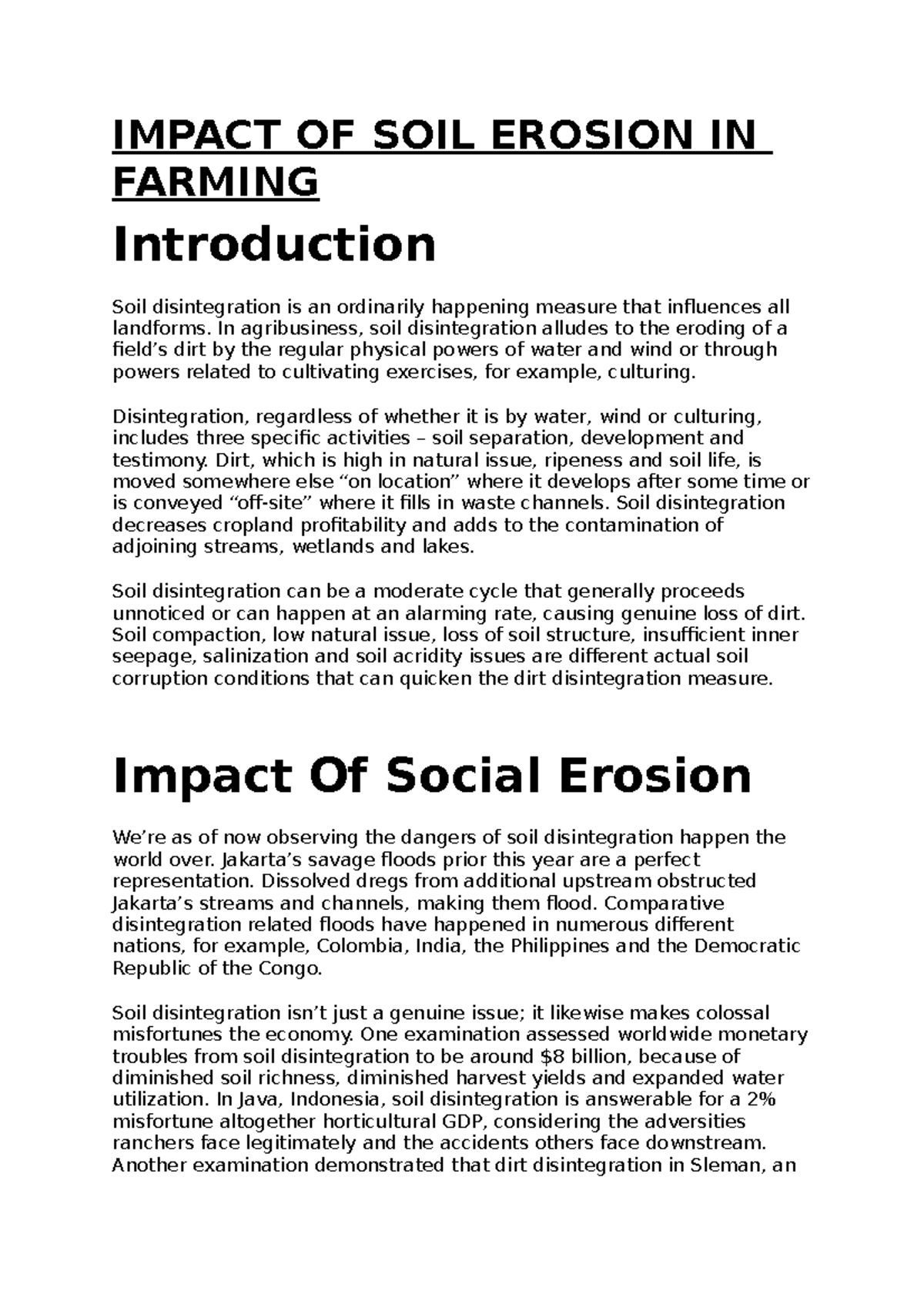 Impact OF SOIL Erosion IN Farming - IMPACT OF SOIL EROSION IN FARMING ...