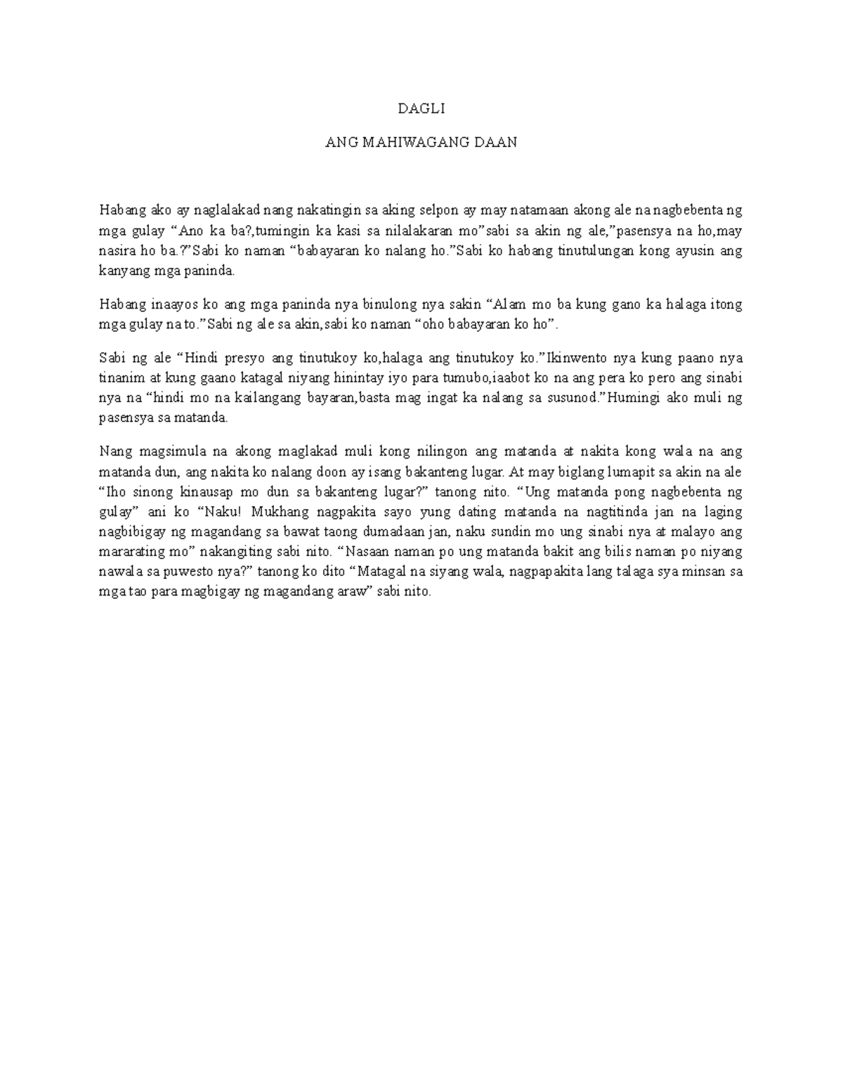 Dagliang Talumpati sa FIlipino - Bachelor in Public Administration ...