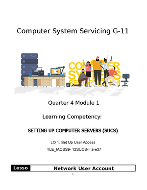 CSS Q4 Module 1 - Computer System Servicing G- Quarter 4 Module 1 Learning Competency: SETTING ...