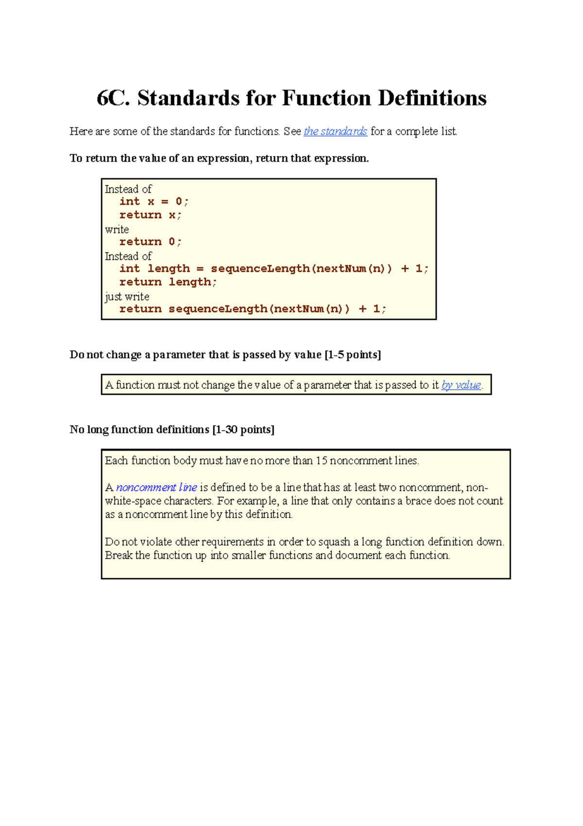 Lecture 6C - Standards for function definitions - 6C. Standards for ...