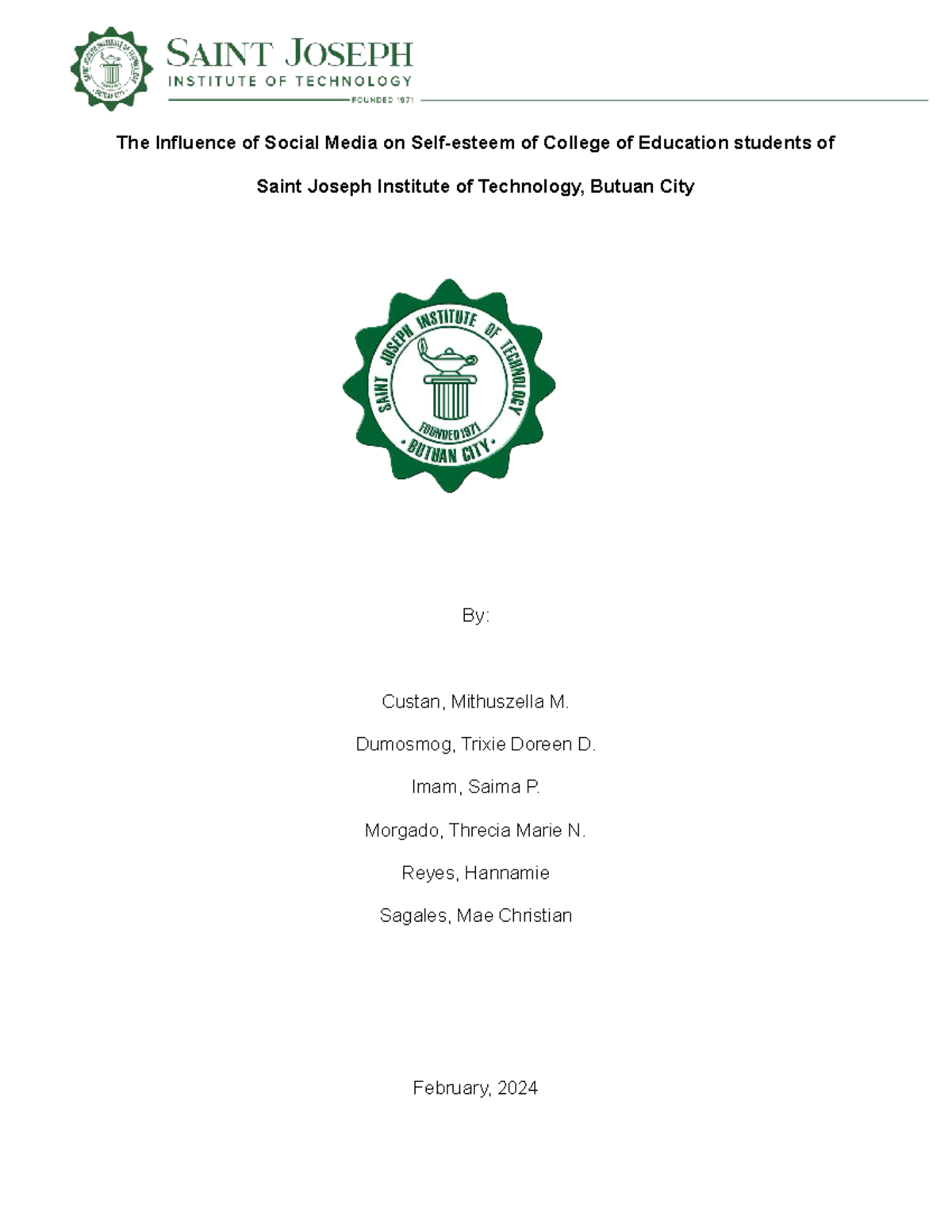 Research 1 - Bsed Mathematics - The Influence of Social Media on Self-esteem of College of ...