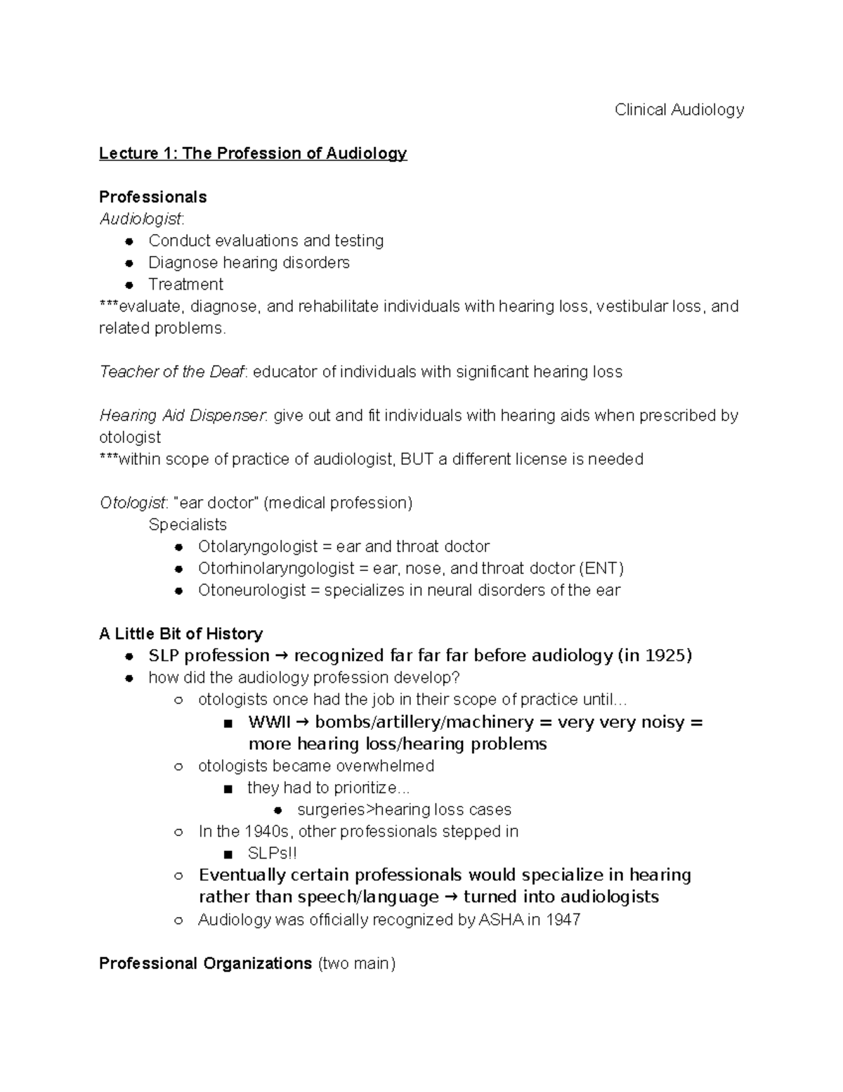 Clinical Audiology Notes - Clinical Audiology Lecture 1: The Profession ...