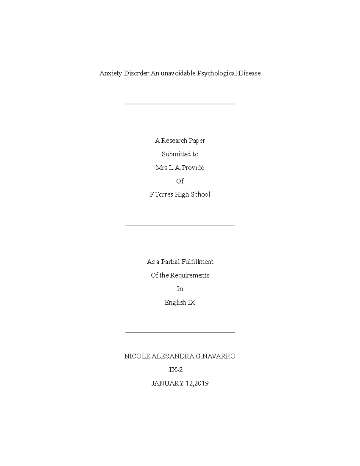 Anxiety-Disorder - Anxiety Disorder:An unavoidable Psychological ...