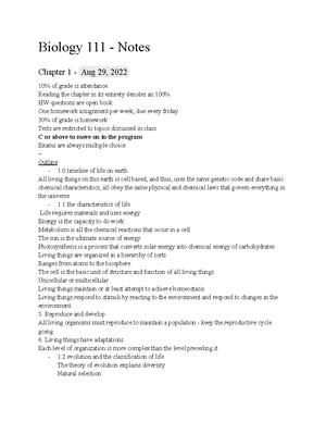 Biology 111 - Final Exam KPI’s - Molecule: union of ≥2 atoms of the ...