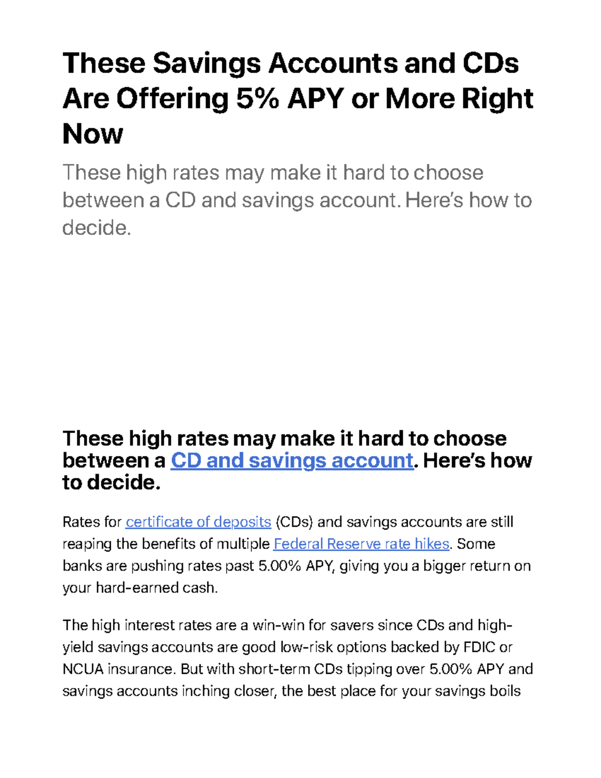 These Savings Accounts and CDs Are Offering 5% APY or More Right Now ...