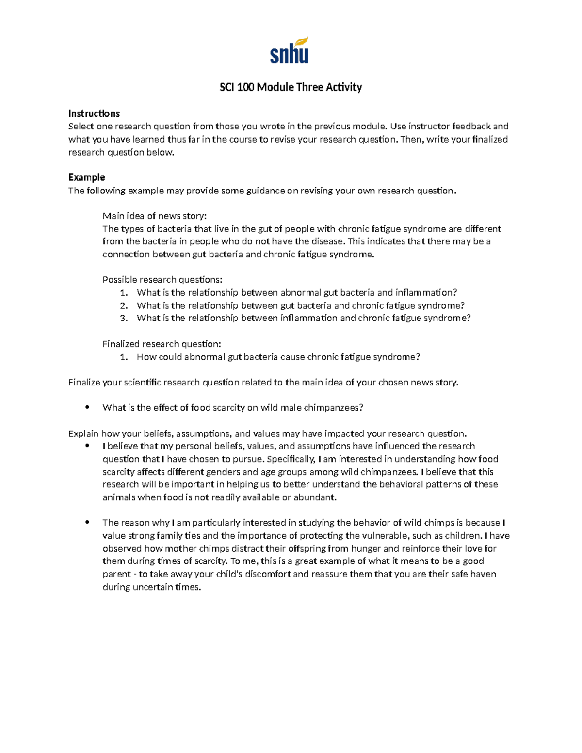 SCI 100 Module Three Activity - SCI 100 Module Three Activity ...