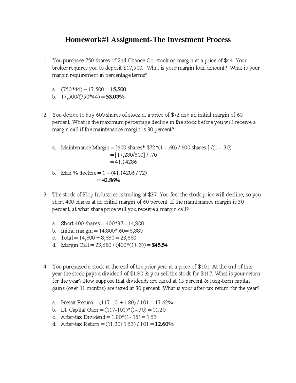 FIN 3600 HW#1-The Investment Process- Robert Uptegraff - Homework#1 ...