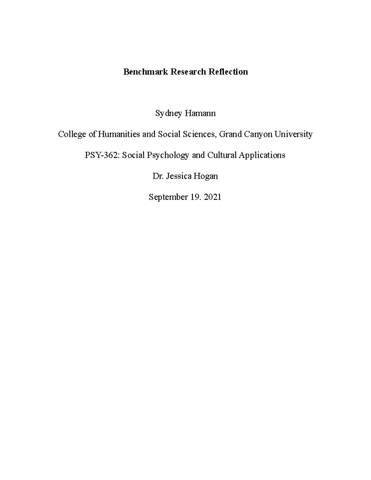 Benchmark Research Reflection - Benchmark Research Reflection Sydney ...