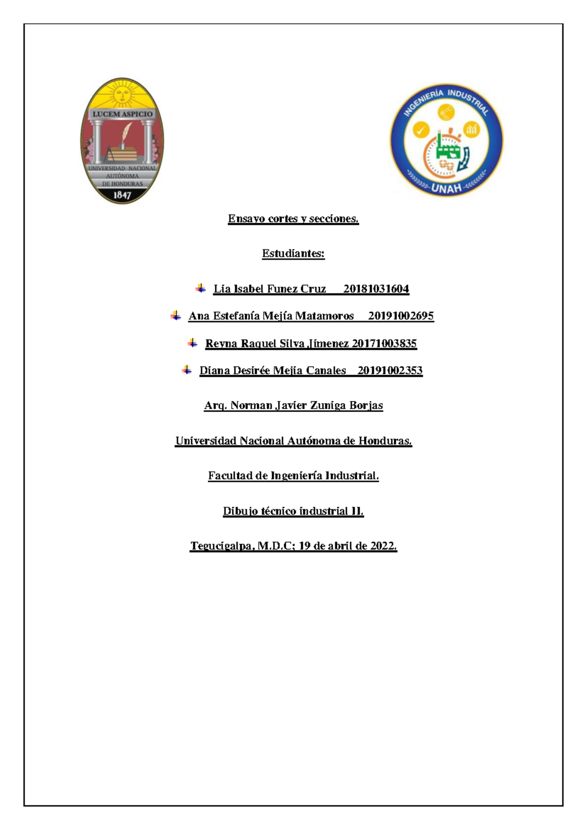 Ensayo dibujo industrial 2 - Ensayo cortes y secciones. Estudiantes ...