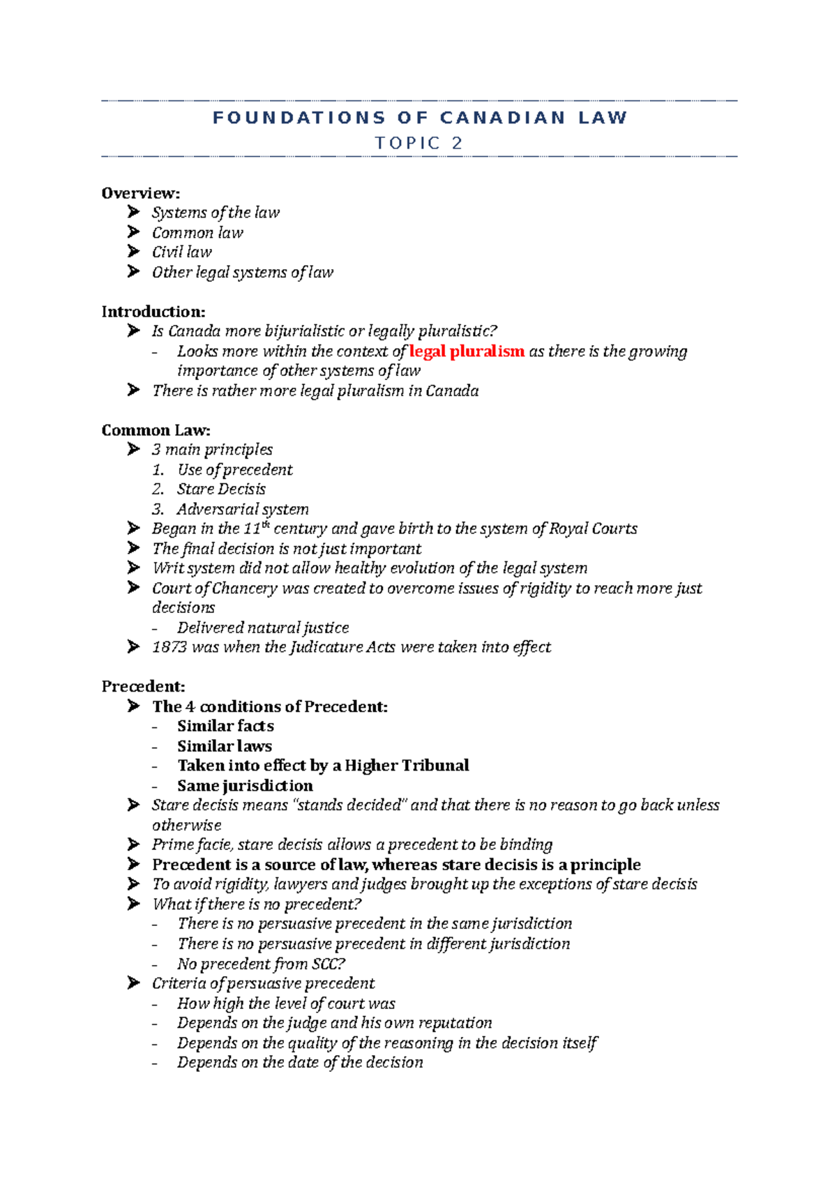 Topic 2 - Foundations of Canadian Law - F O U N D A T I O N S O F C A N ...