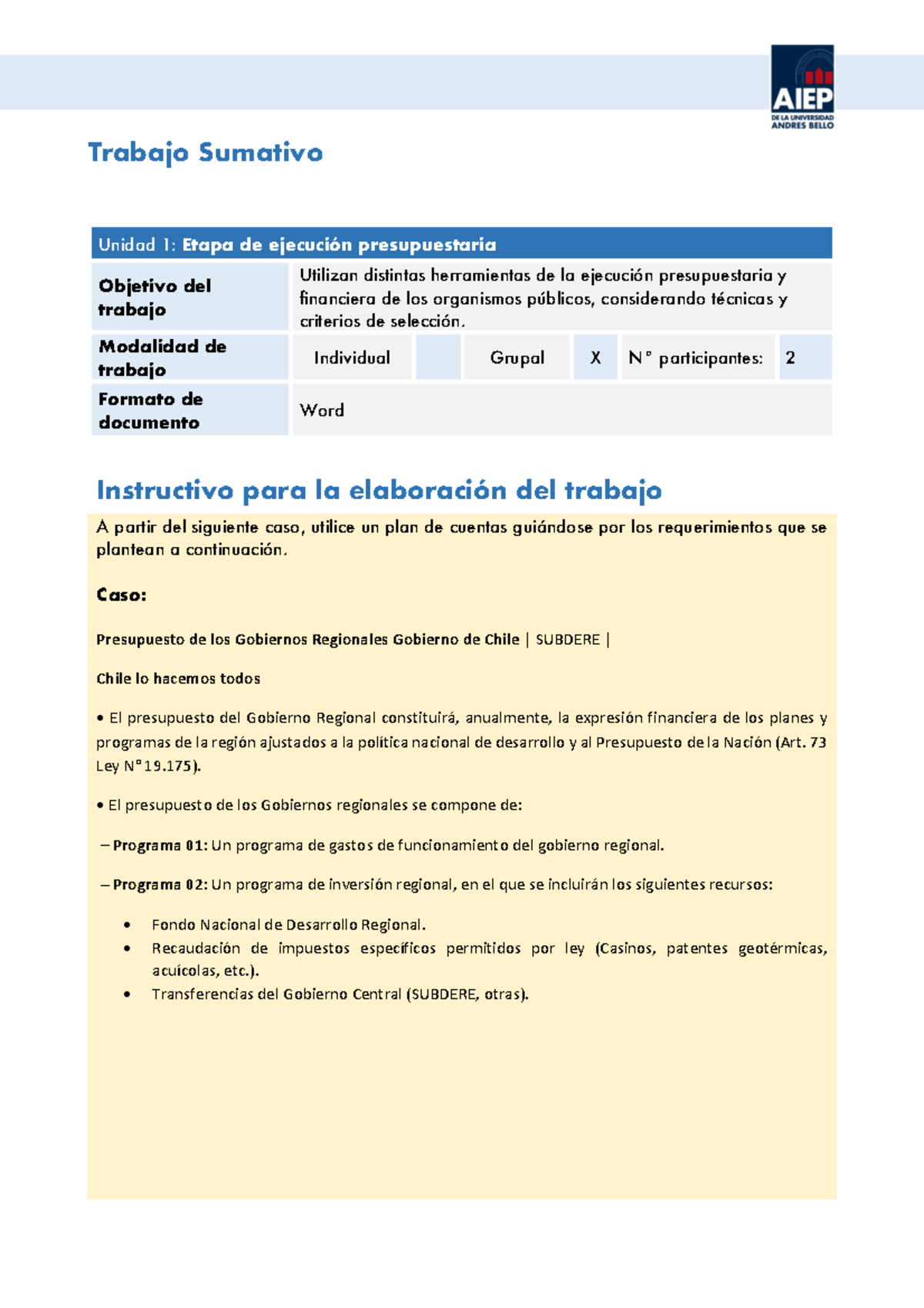 VF AMP202 Actividad PRÁ Ctica Semana 4 - Trabajo Sumativo Instructivo para la elaboración del ...