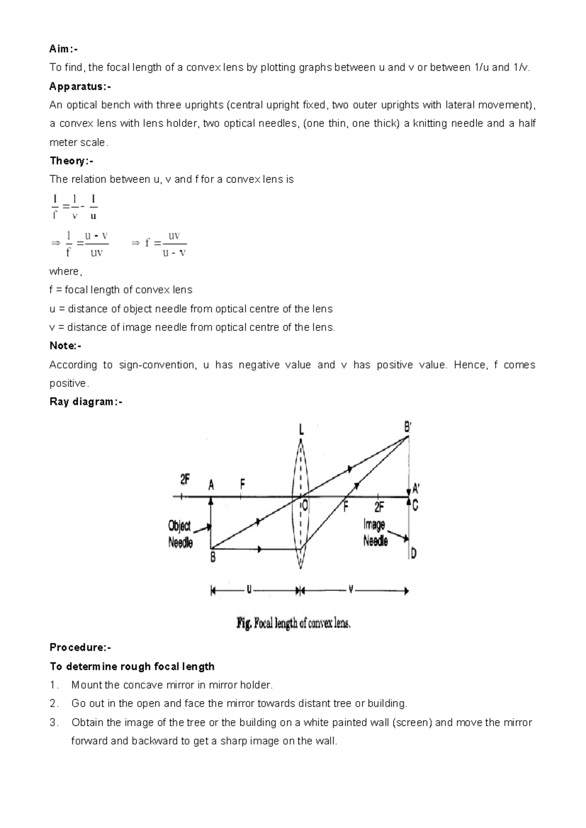 Convex lens - ibun,jlobijo - Aim:- To find, the focal length of a ...