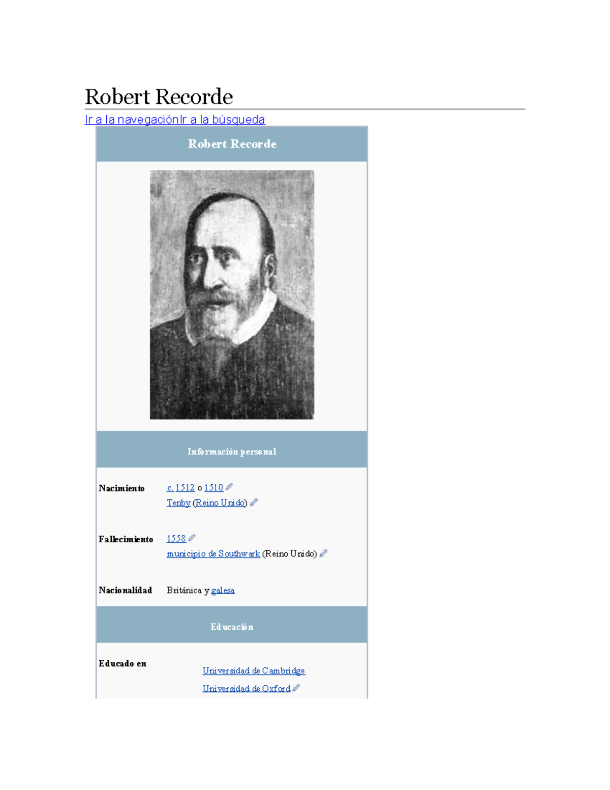 Robert, sus acotecimientos importantes - Robert Recorde Ir a la ...