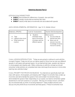 Space Lesson Plan - Spots in Spaces LESSON GOALS/OBJECTIVES: SWBAT ...