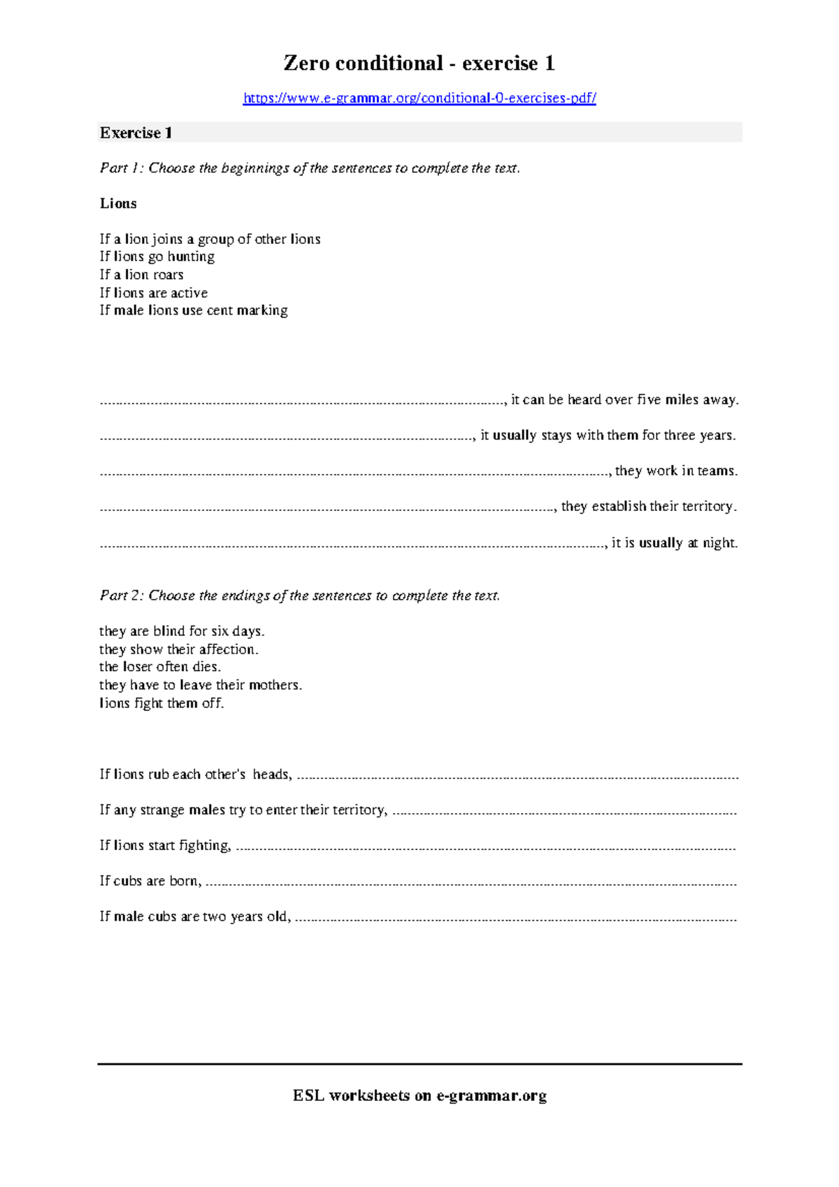 Semana 10 zero-conditional - Zero conditional - exercise 1 e-grammar ...