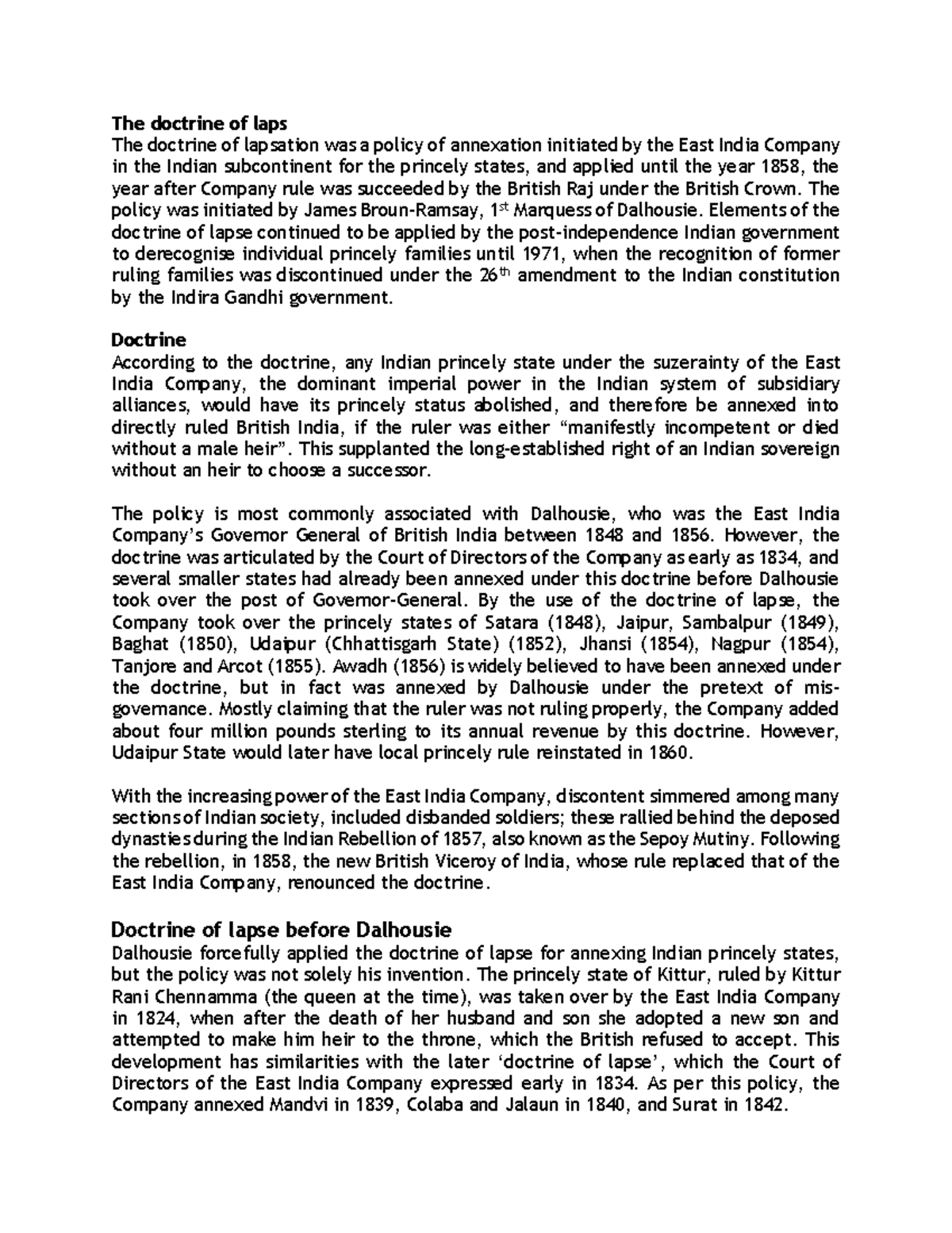 Doctrine of laps - Question - The doctrine of laps The doctrine of ...