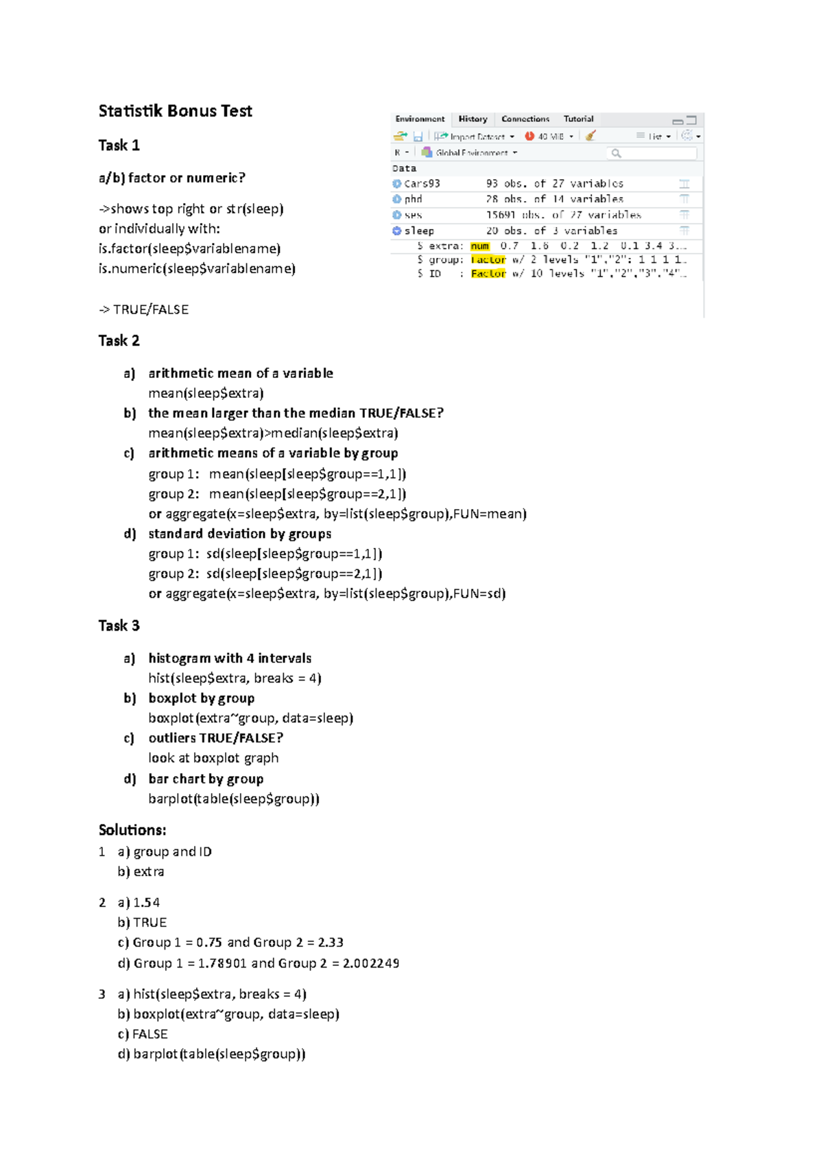 Statistik Bonus Test - Statistik Bonus Test Task 1 a/b) factor or ...