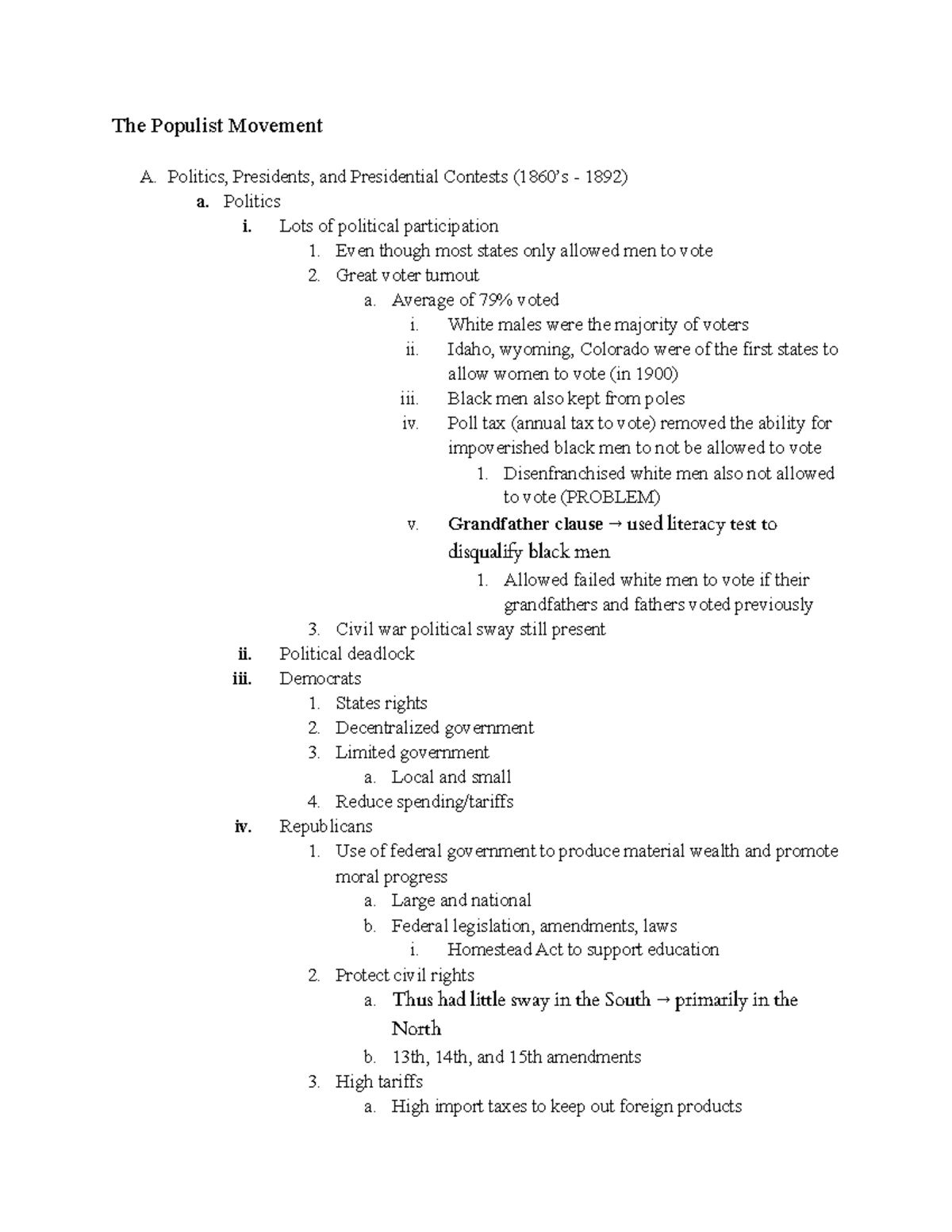 The Populist Movement - These are my notes for some of the content in ...