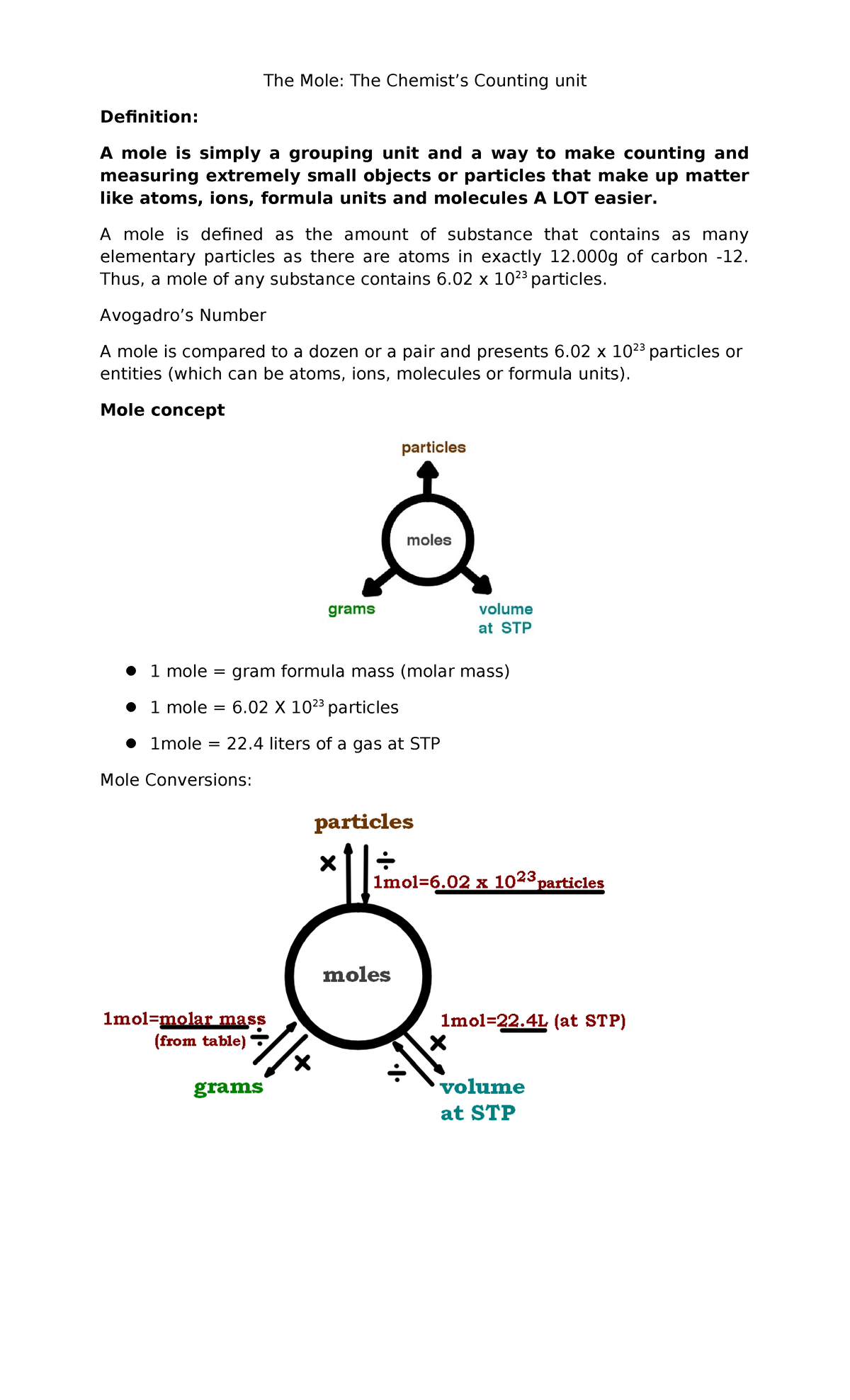 The mole - Copy - notes about mole (with practice questions) - The Mole ...
