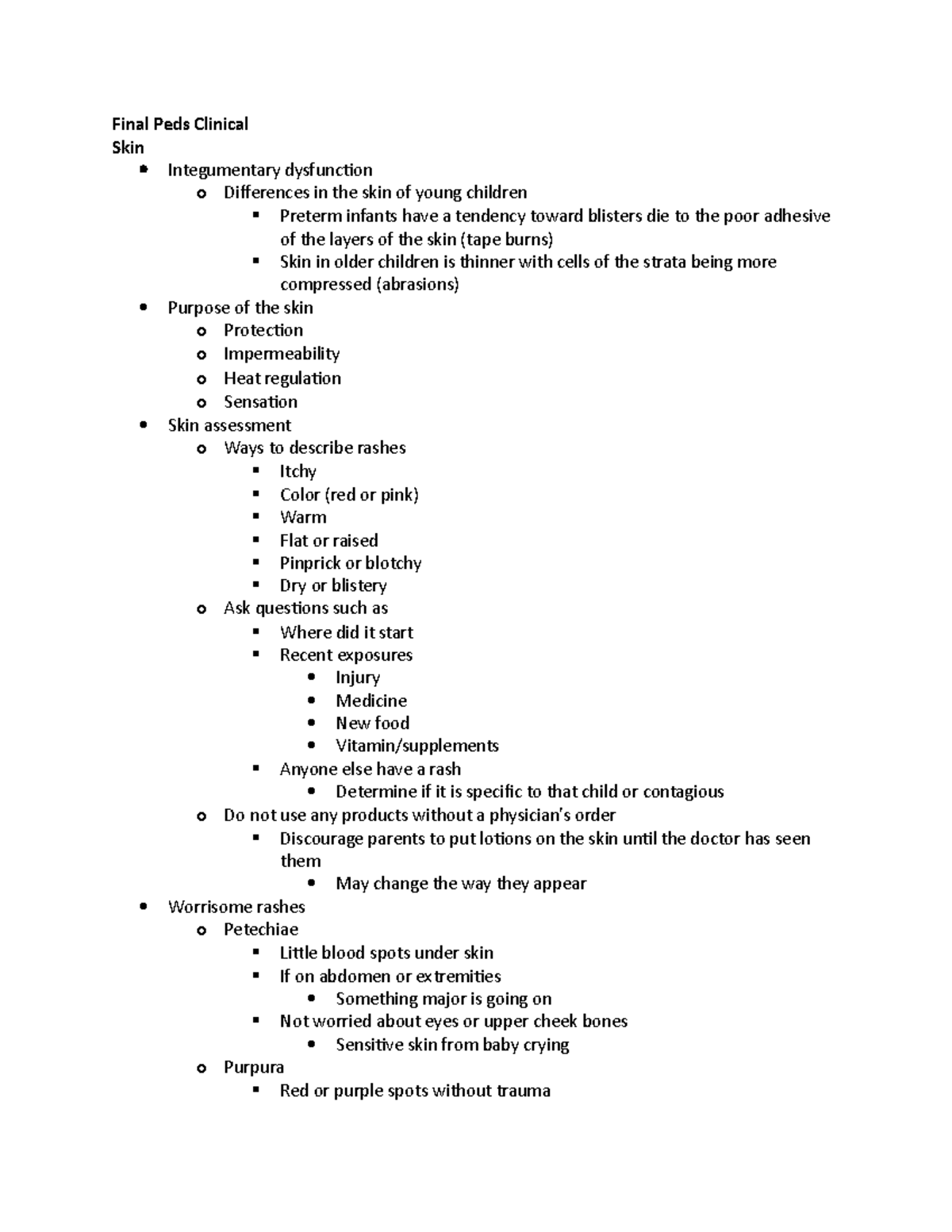Final Peds Clinical - Pediatric Nursing care study guides - Final Peds ...