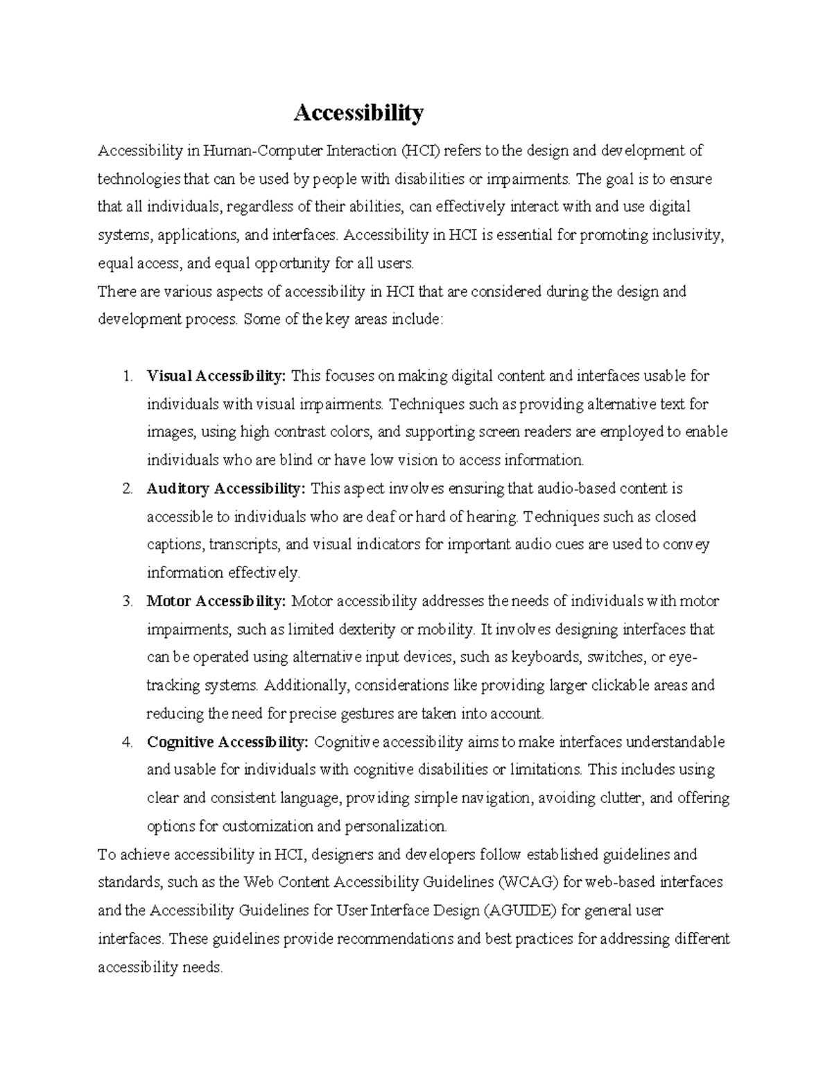 human computer interaction lecture - Accessibility Accessibility in ...