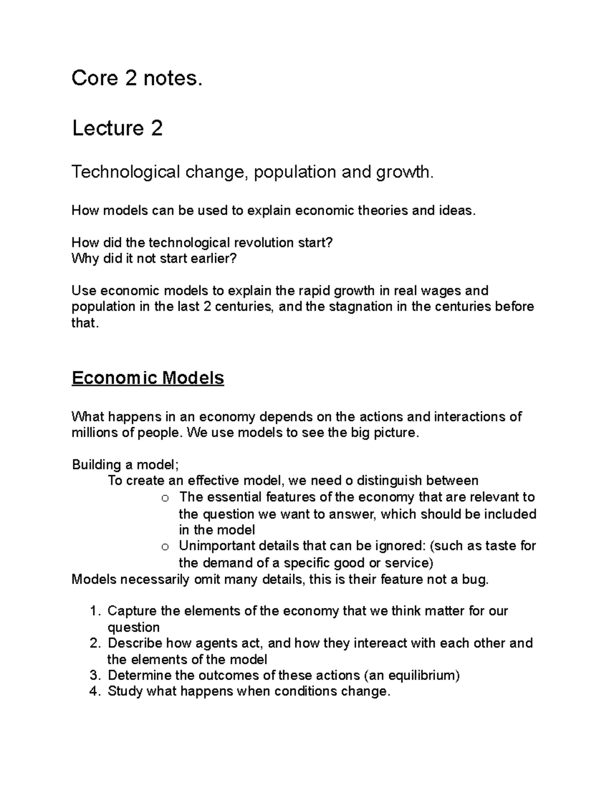 Lecture 2 - Principles of Economics - Core 2 notes. Lecture 2 ...