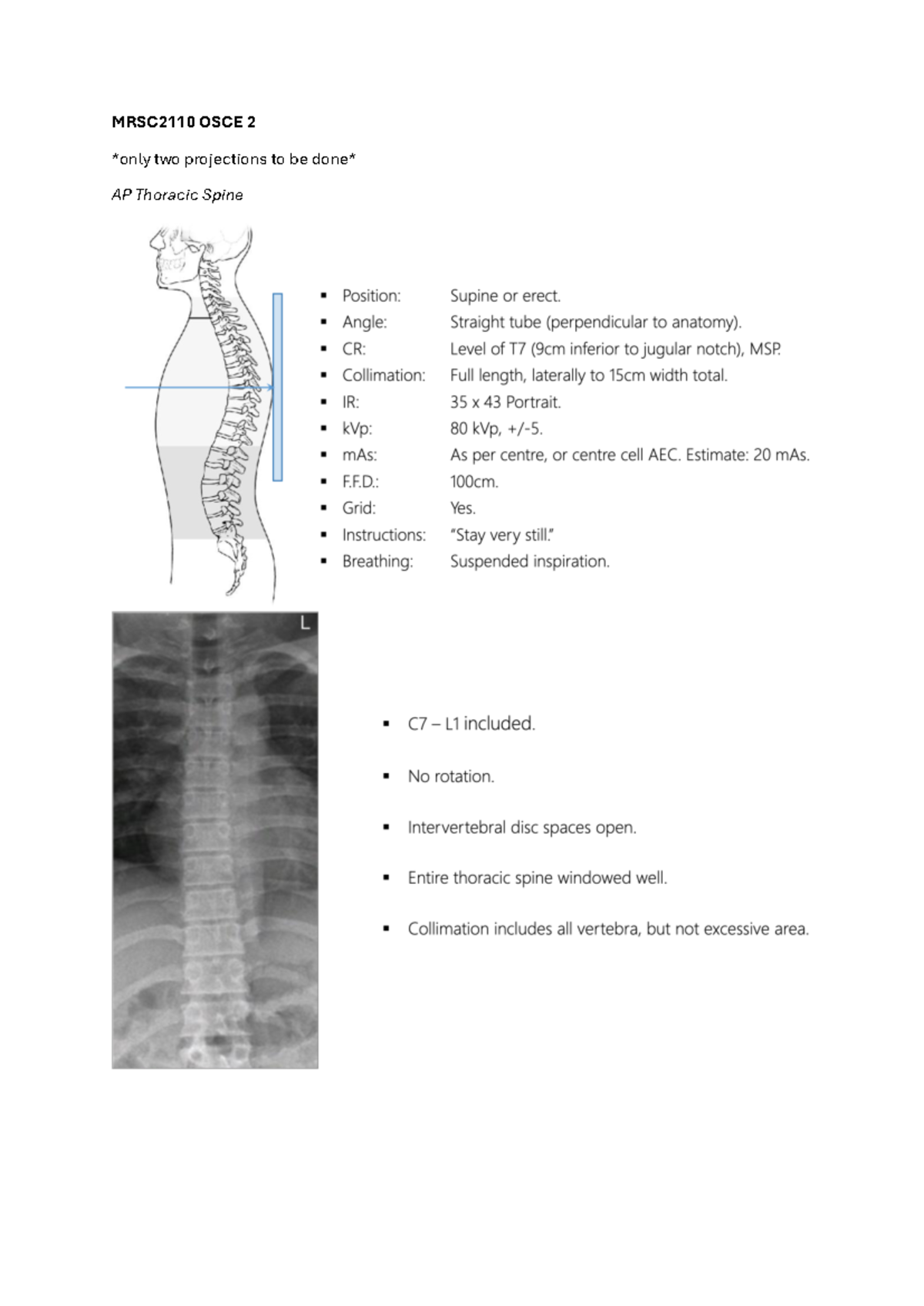MRSC2110 OSCE 2 - Summary Diagnostic Radiography Methods Iia - MRSC2100 ...