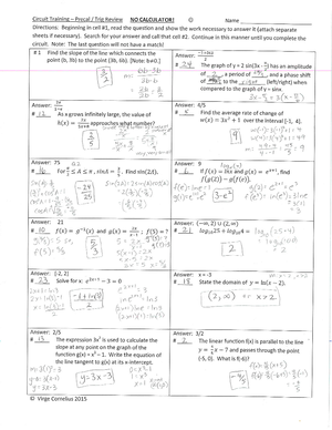 Unit 1 Exam Review - GSHS Agran AP Calculus AB Name: Solutions____ Unit ...