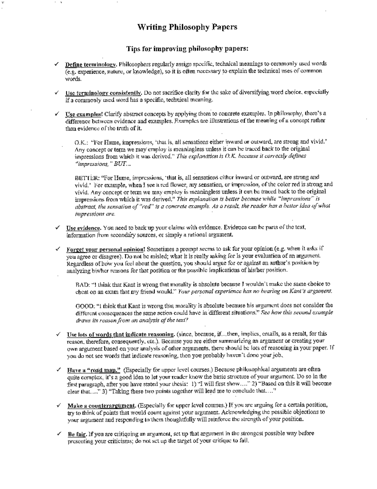 Writing Philosophy Papers Handout - PHIL 100 - Studocu