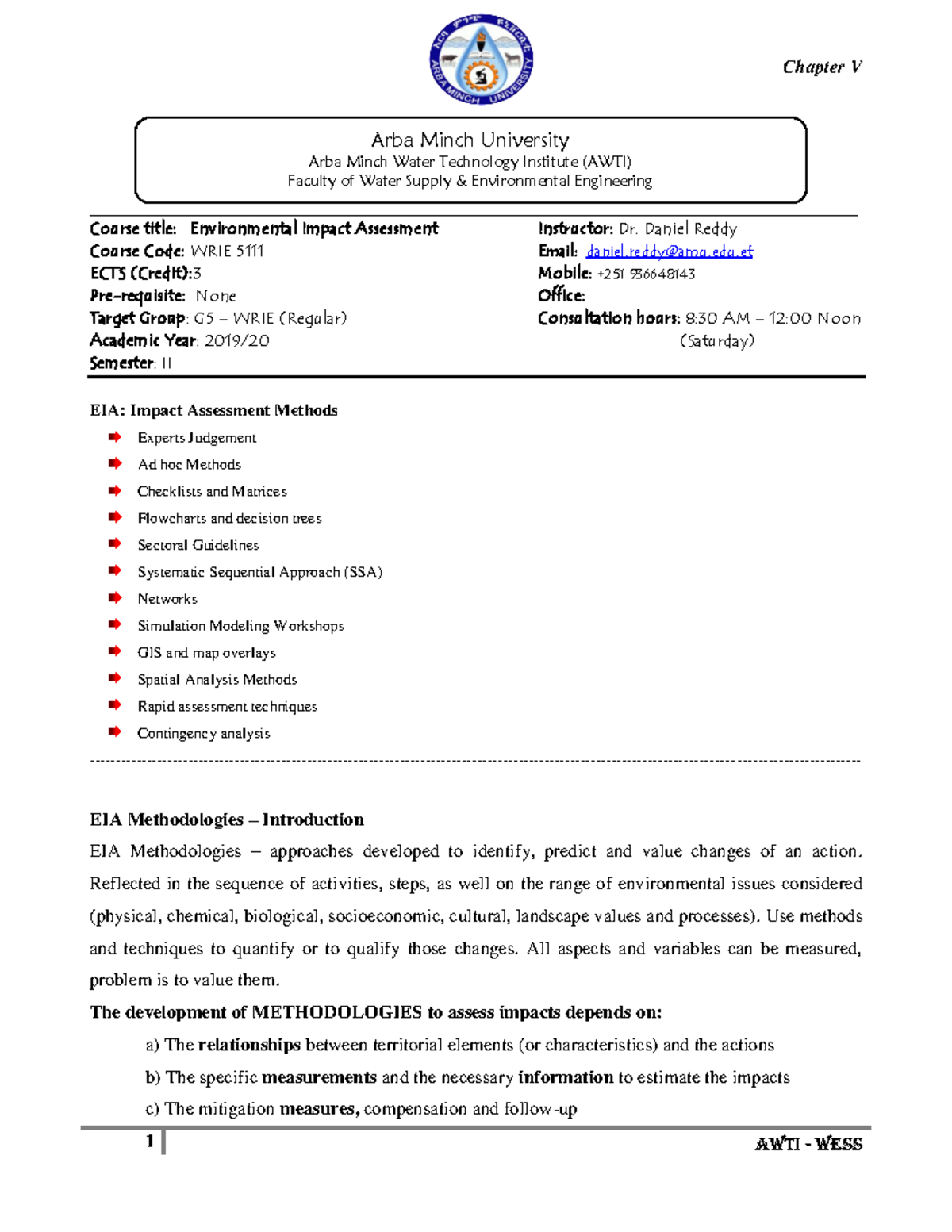 Chapter V - EIA - EIA: Impact Assessment Methods Experts Judgement Ad ...
