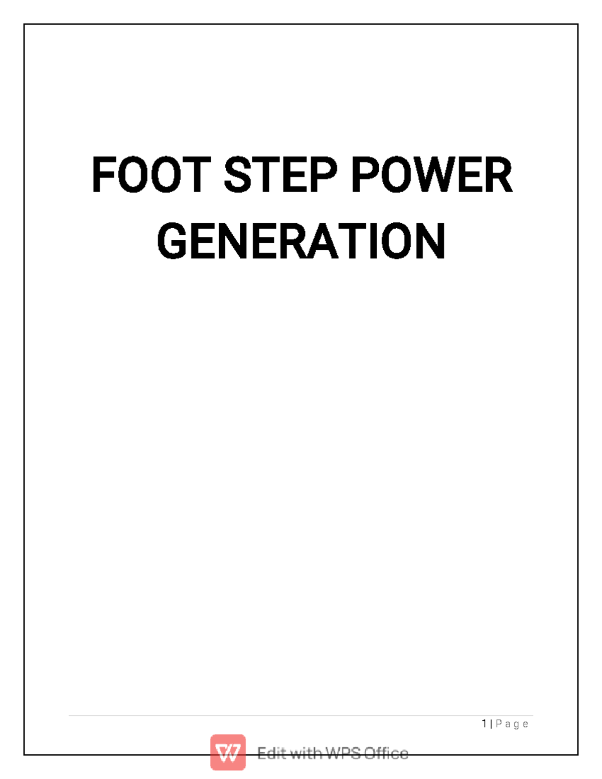 Foot Step Power Generation Project Report mechanical farm - FOOT STEP ...