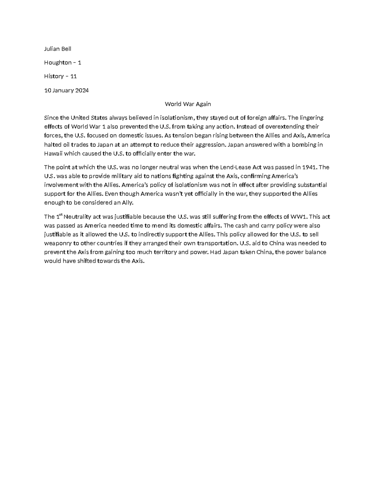 5.01 - World War Again - Julian Bell Houghton – 1 History – 11 10 ...