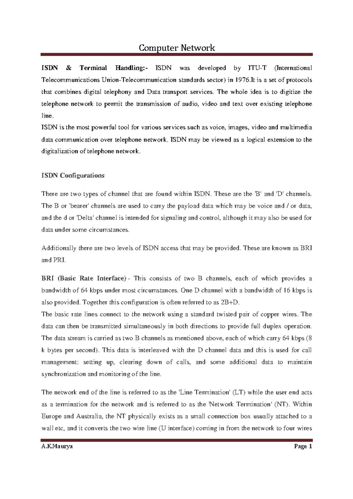Isdn-terminal-handling comp. networking - ISDN & Terminal Handling ...