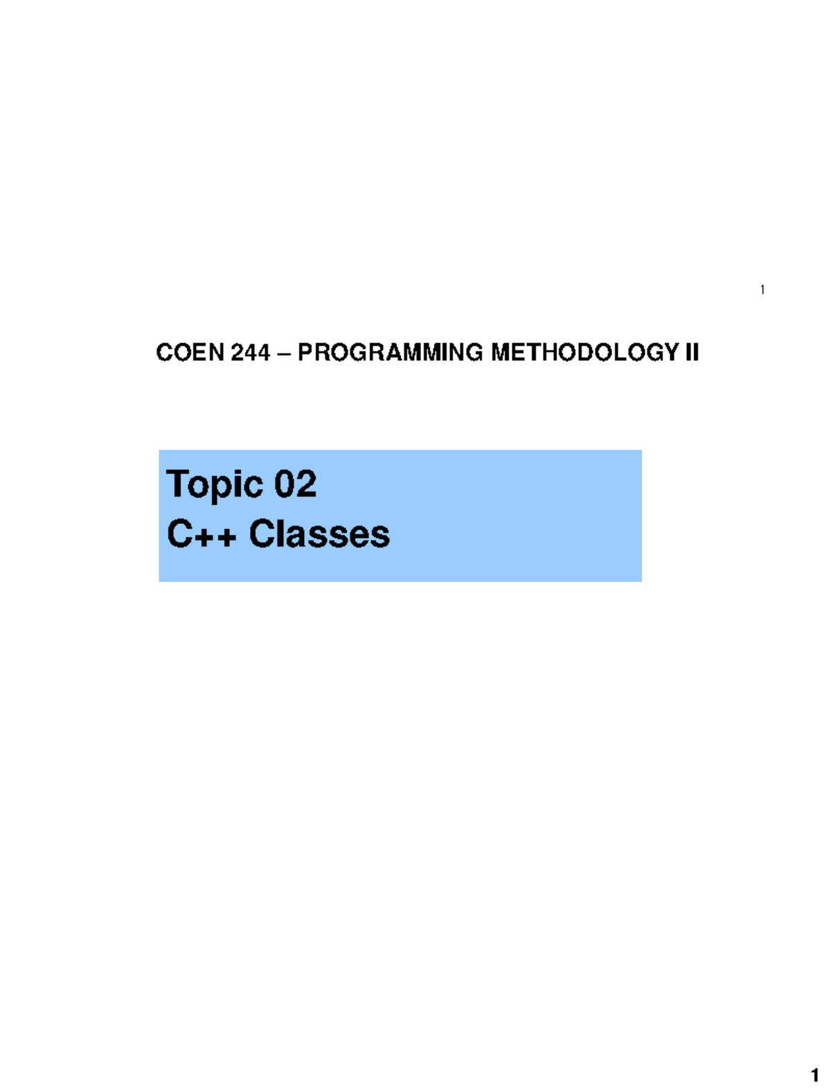 Topic 2 Class Notes Classes And Objects Topic 02 C Classes