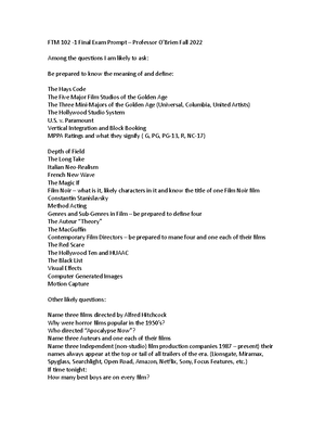 Film Introduction Notes Part 3 - XI. The History of Film The earliest ...