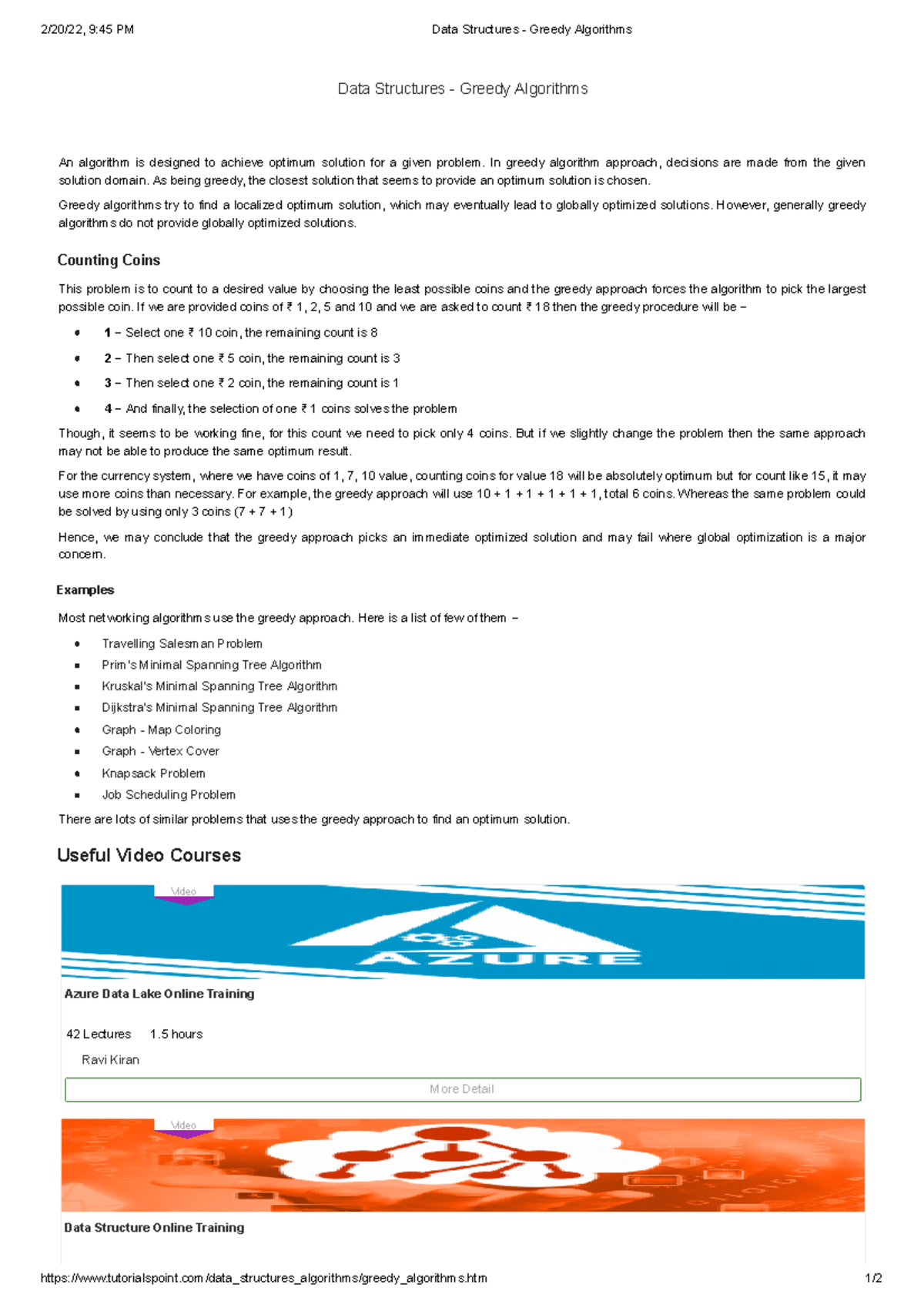 Data Structures - Greedy Algorithms - 2/20/22, 9:45 PM Data Structures - Greedy Algorithms - Studocu