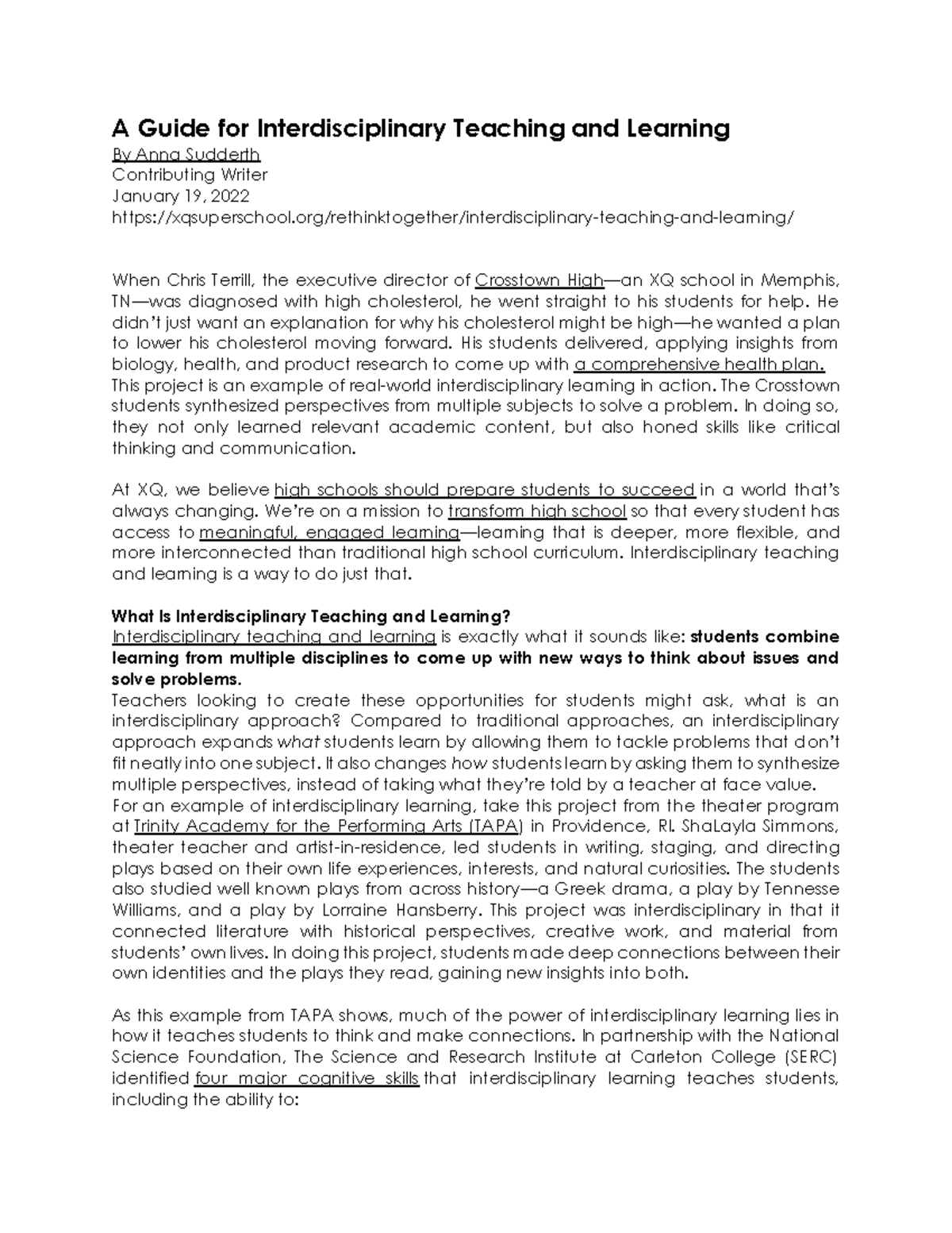 A Guide for Interdisciplinary Teaching and Learning - He didn’t just ...