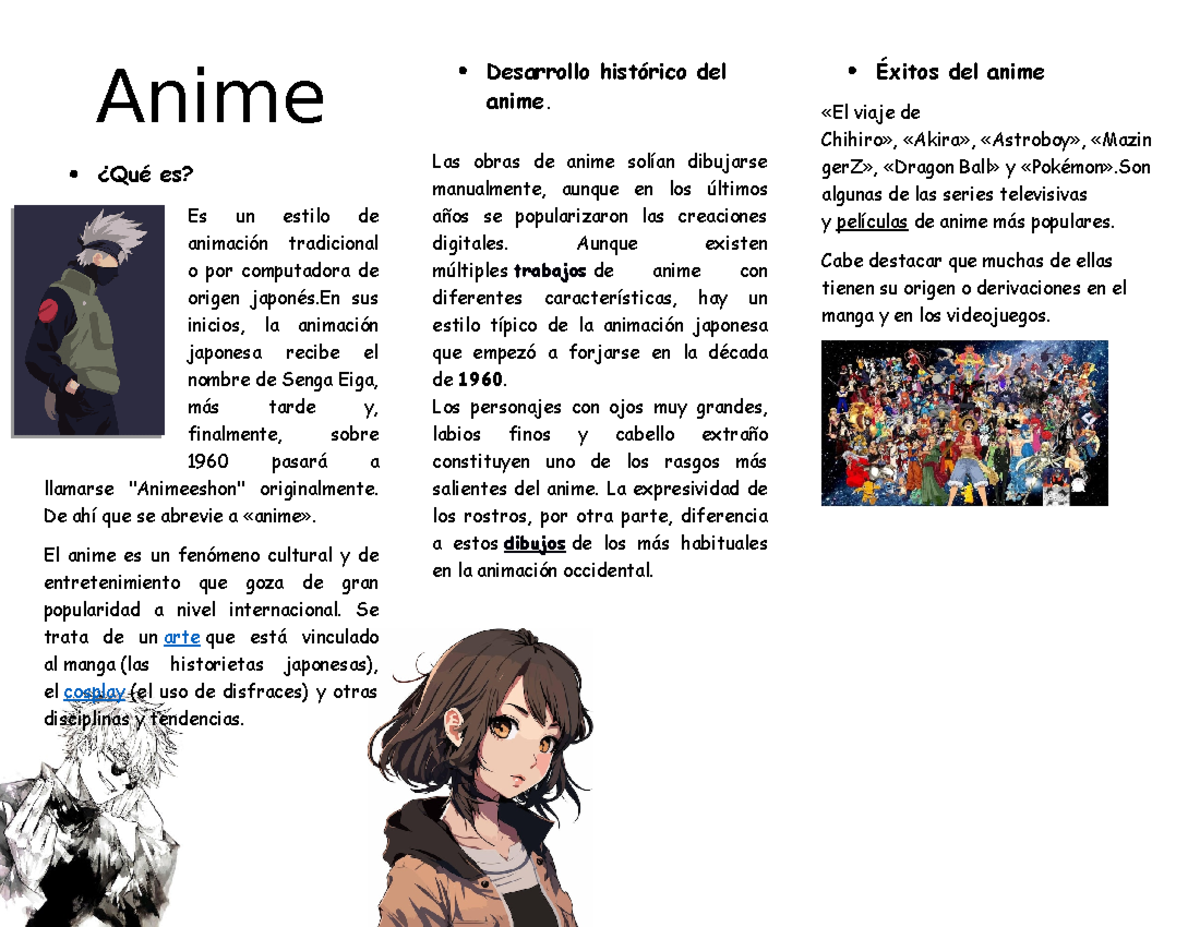 Anime - solo es un triptico a medio hacer - Anime ¿Qué es? Es un estilo ...