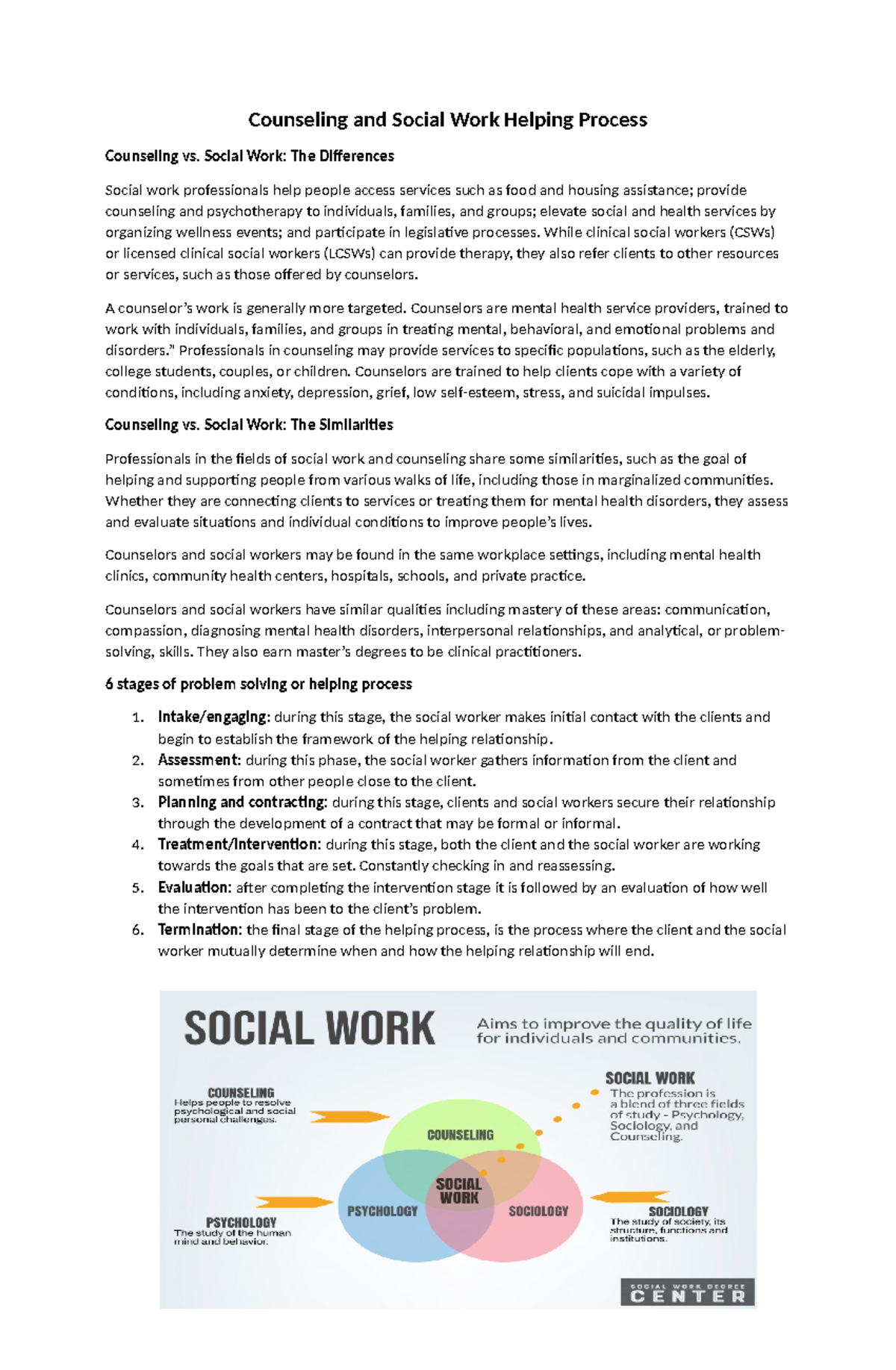 Counseling and Social Work Helping Process - Counseling and Social Work ...