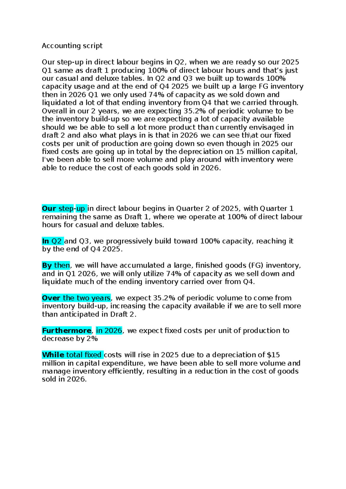 Accounting script - accoutign presentation example - Accounting script Our step-up in direct ...