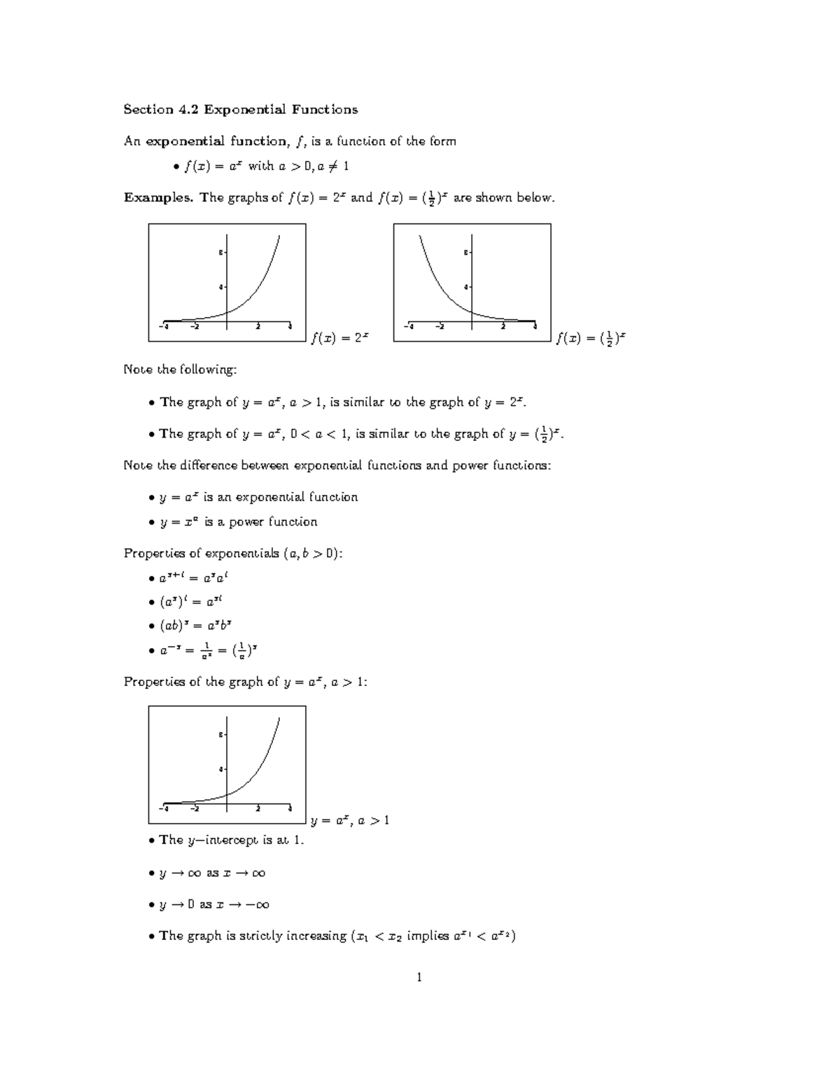 10. ss 4 2 - Notes - Section 4 Exponential Functions An exponential ...