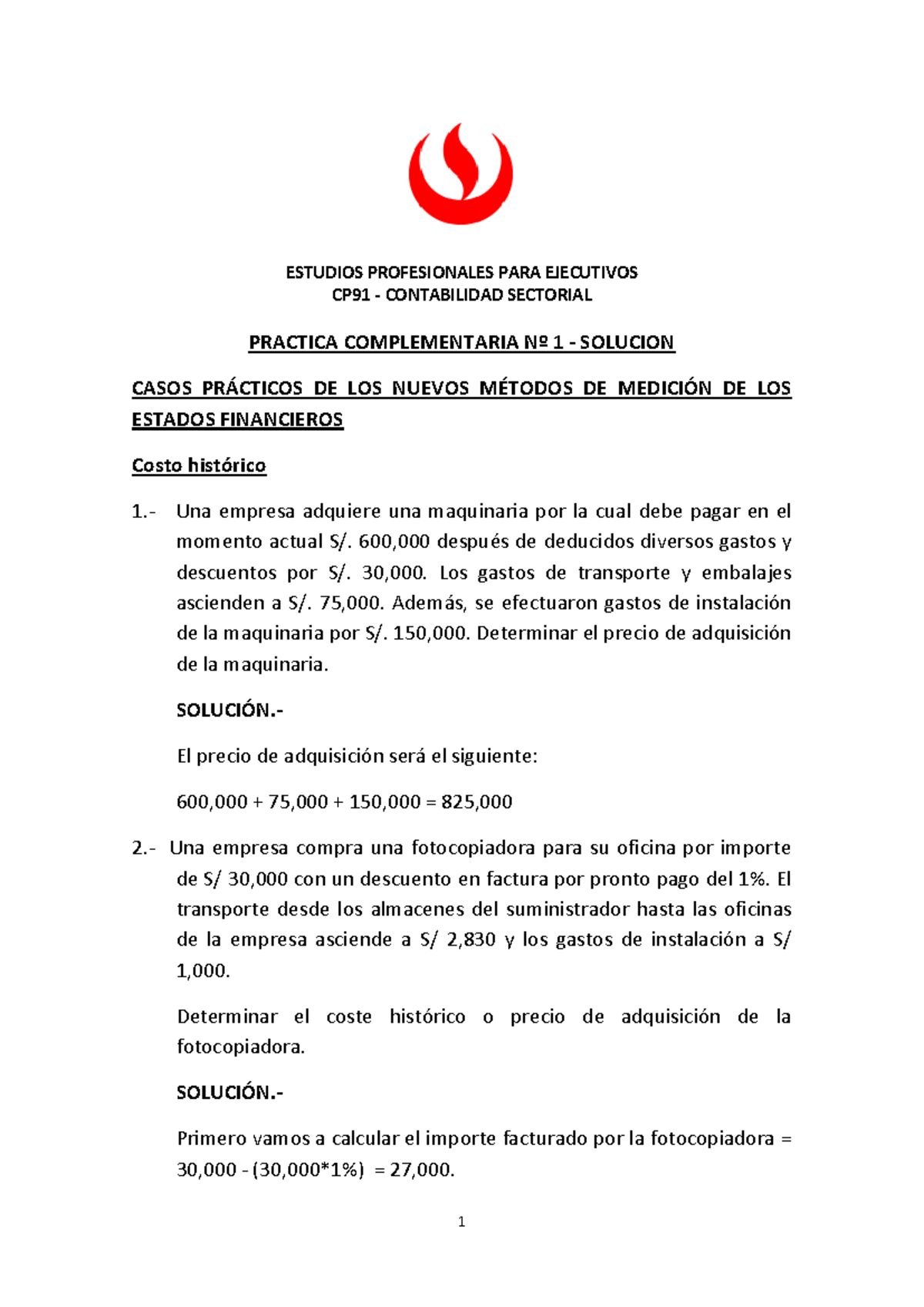 CP91 Practica Complementaria Nº 1-MC-Solución - ESTUDIOS PROFESIONALES ...