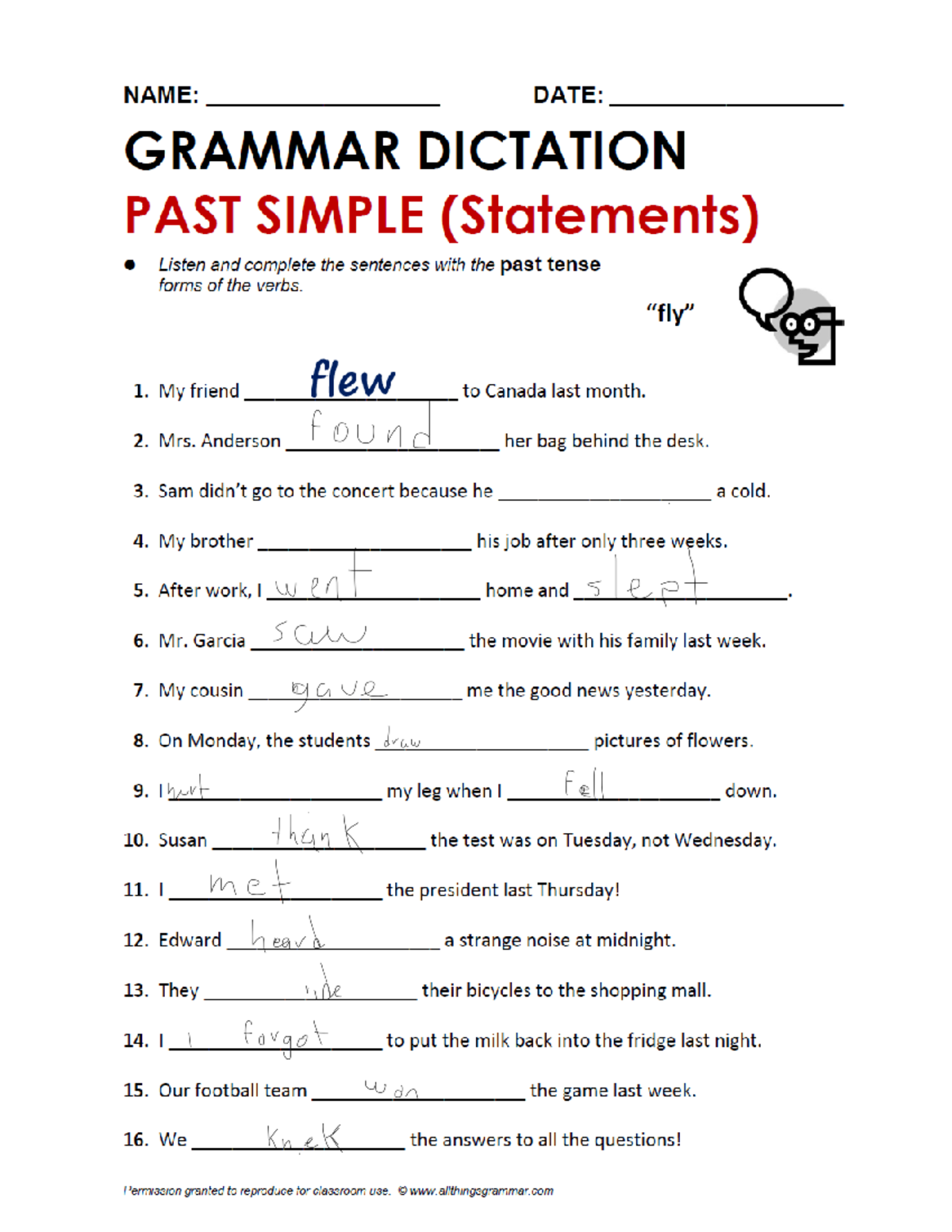 Past simple dictation - Okay - Higiene y Seguridad - Studocu