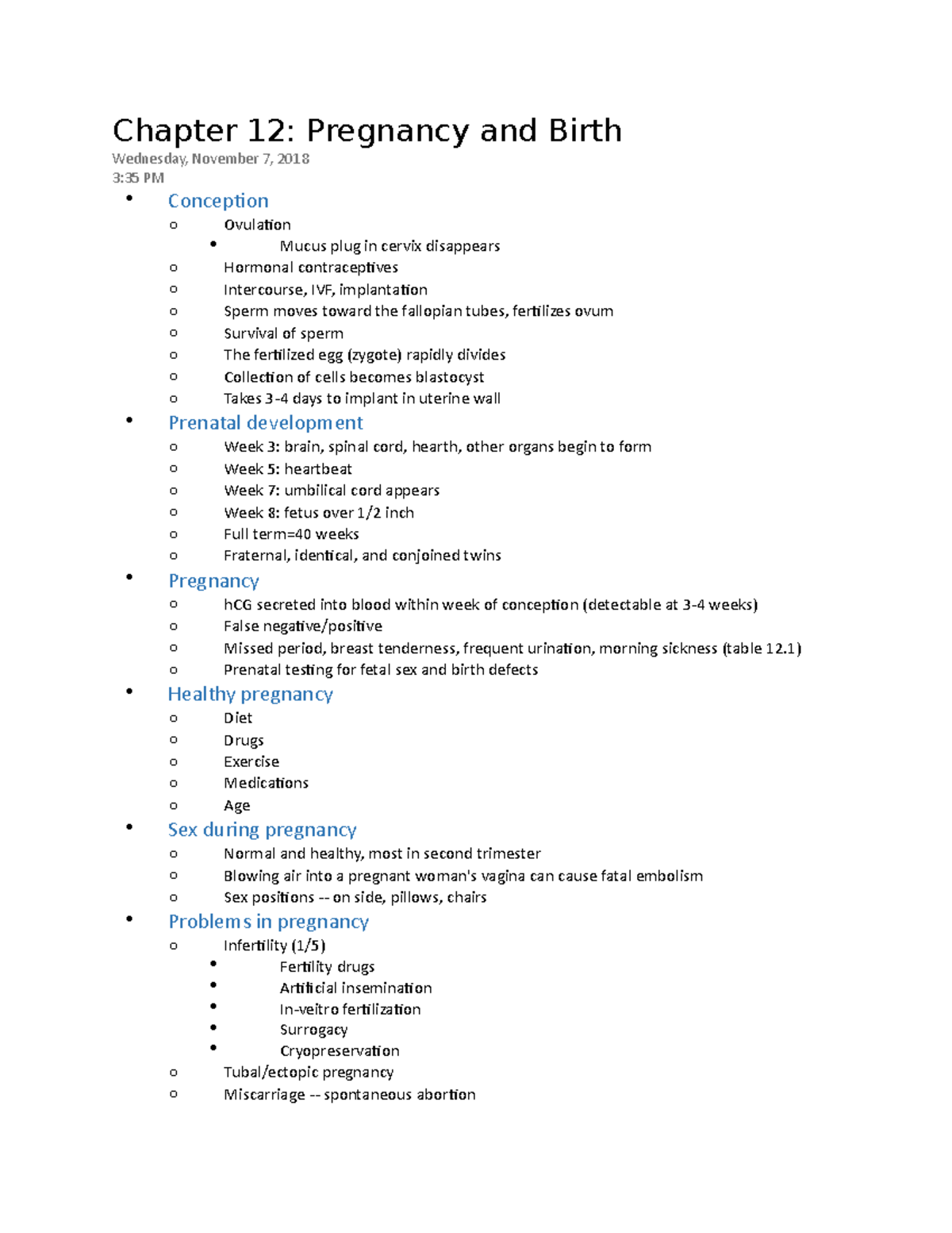 HDFS065 Chapter 12 - Dana Riger - Chapter 12: Pregnancy and Birth ...